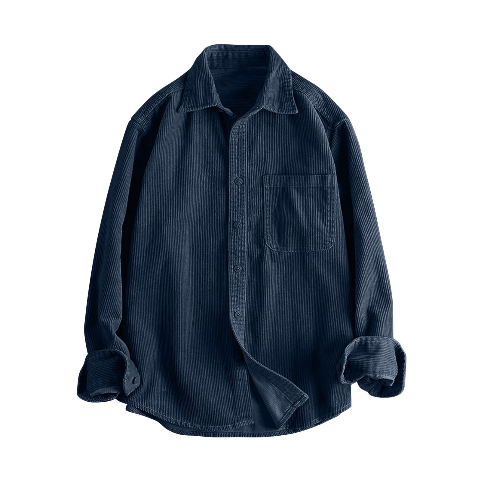 fatyb Corduroy Shirts Mens Casual Button down Collared Jacket Long ...