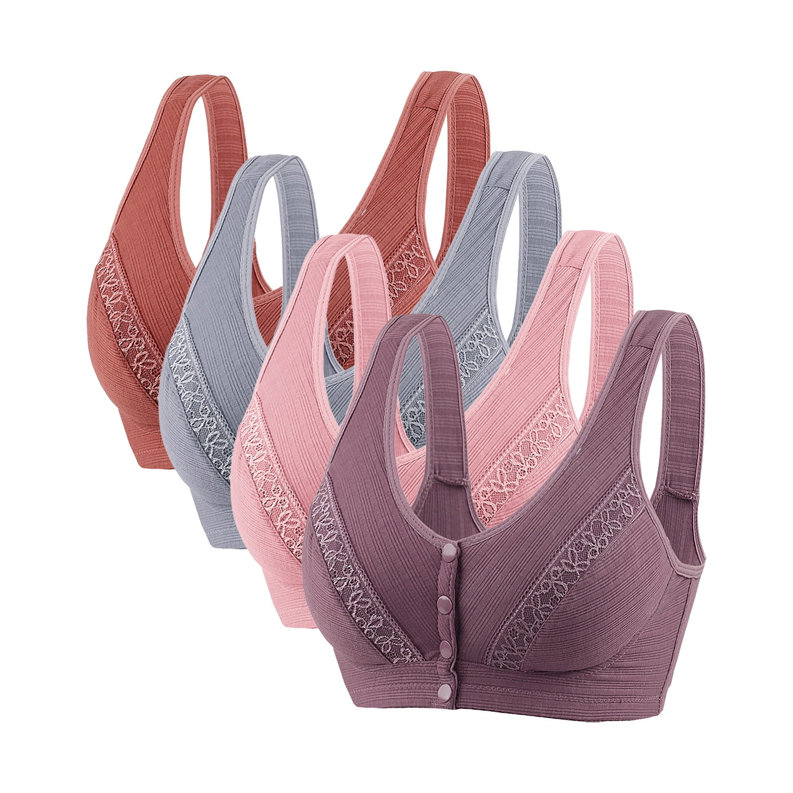 fatyb Cotton Bras for Women Front Closure No Underwire Bras Womens Full ...