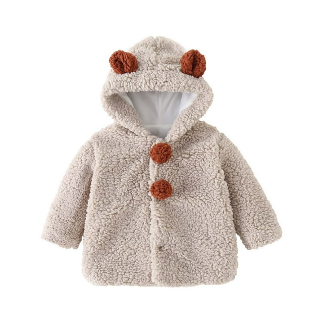 fatyb Fleece Jacket for Toddlers Baby Button down Casual Outwear Infant Kids Cute Long Sleeve ...