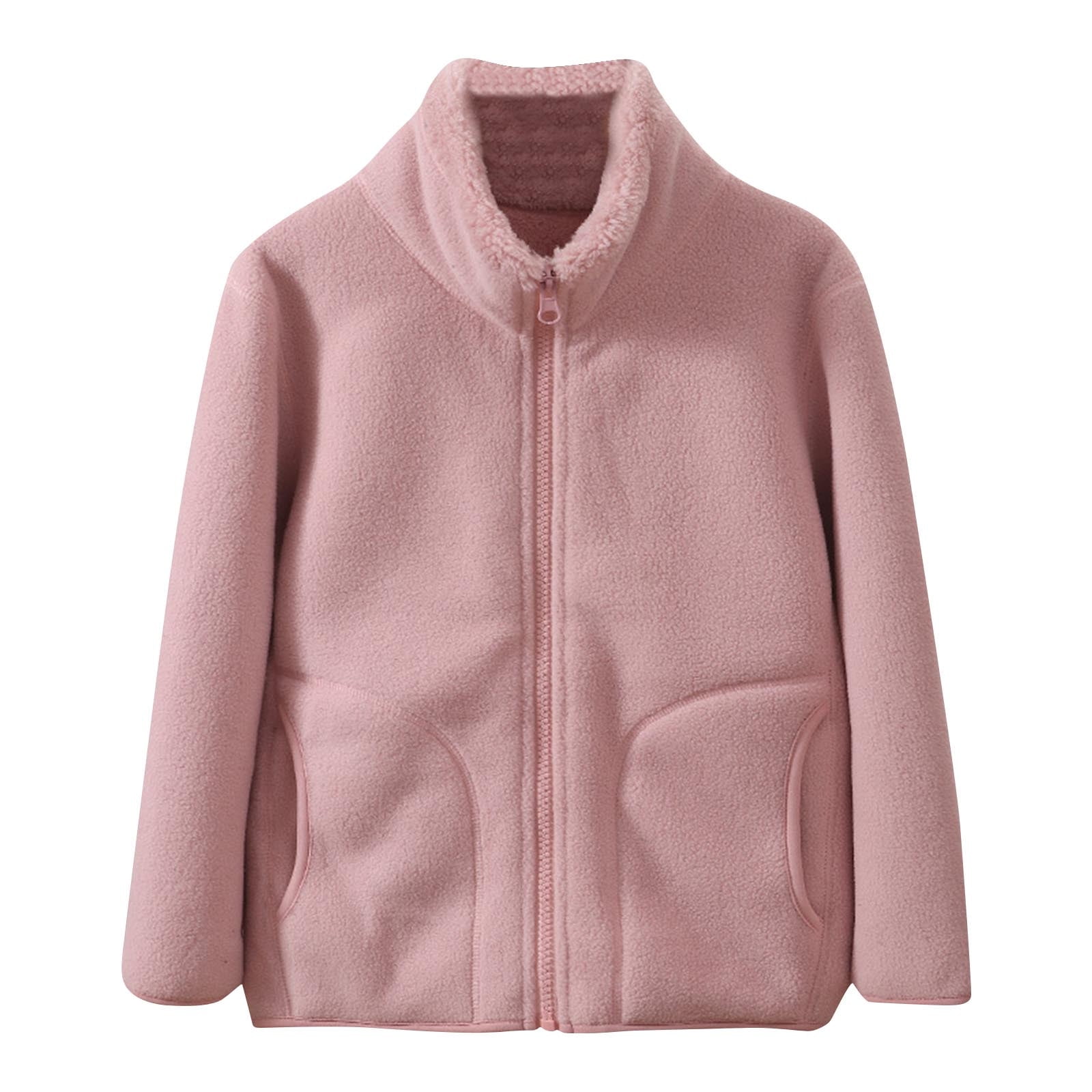 fatyb Fleece Jackets for Boys Girls Stand Collar Zip up Unisex Coat ...