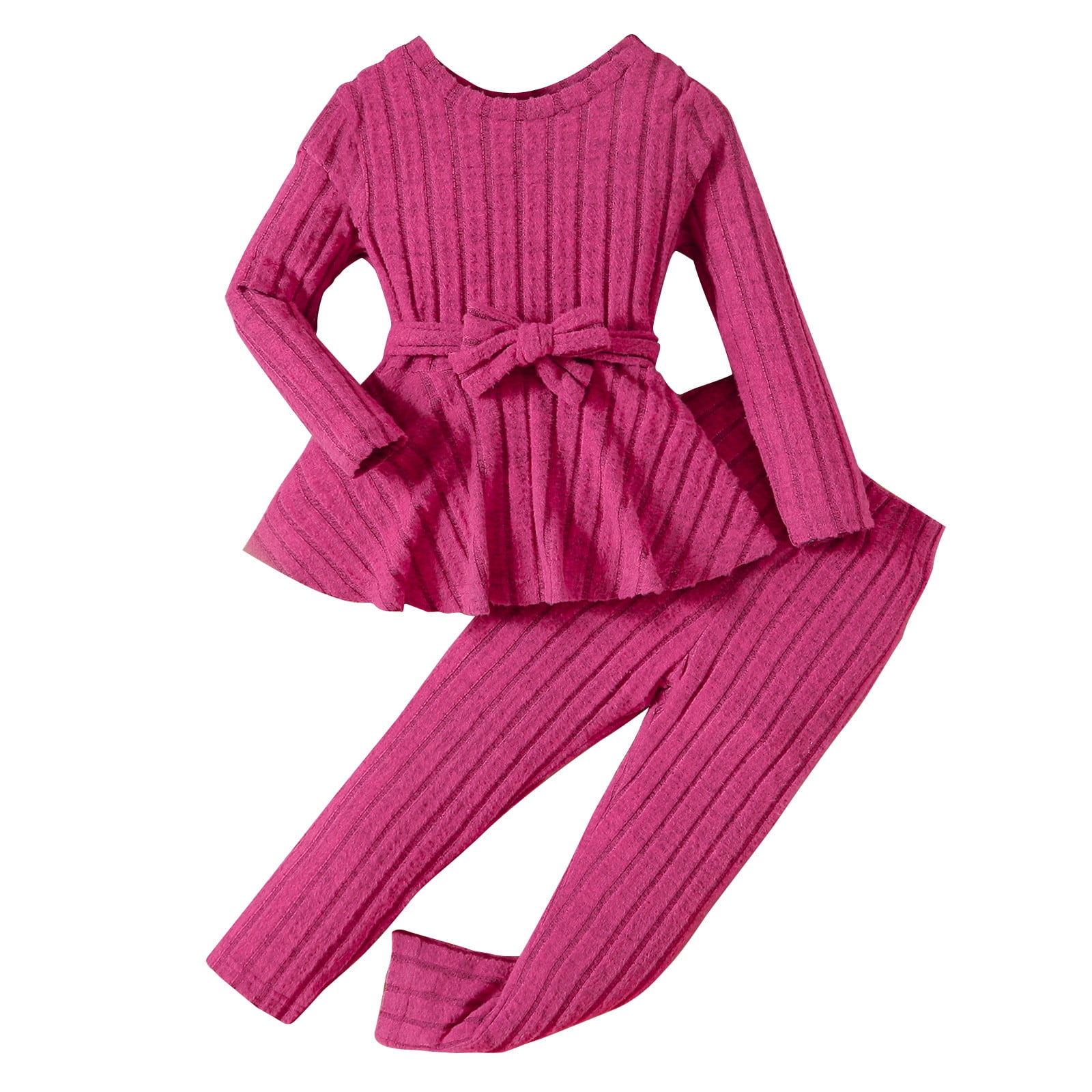 fatyb Girls Clothes Sets Knitted Outfits Long Sleeve Dress Tops Pants ...