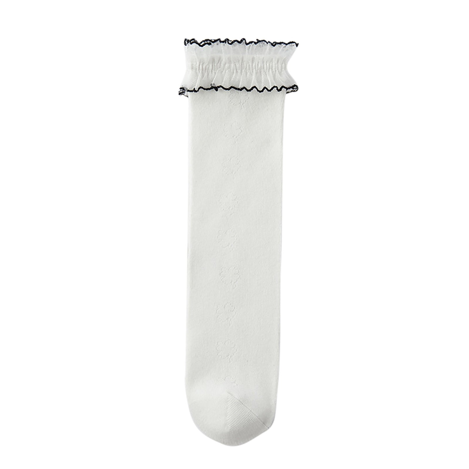 fatyb Girls Knee High Ruffle Socks Thin Lace Mid-Calf Socks Soft Cotton ...