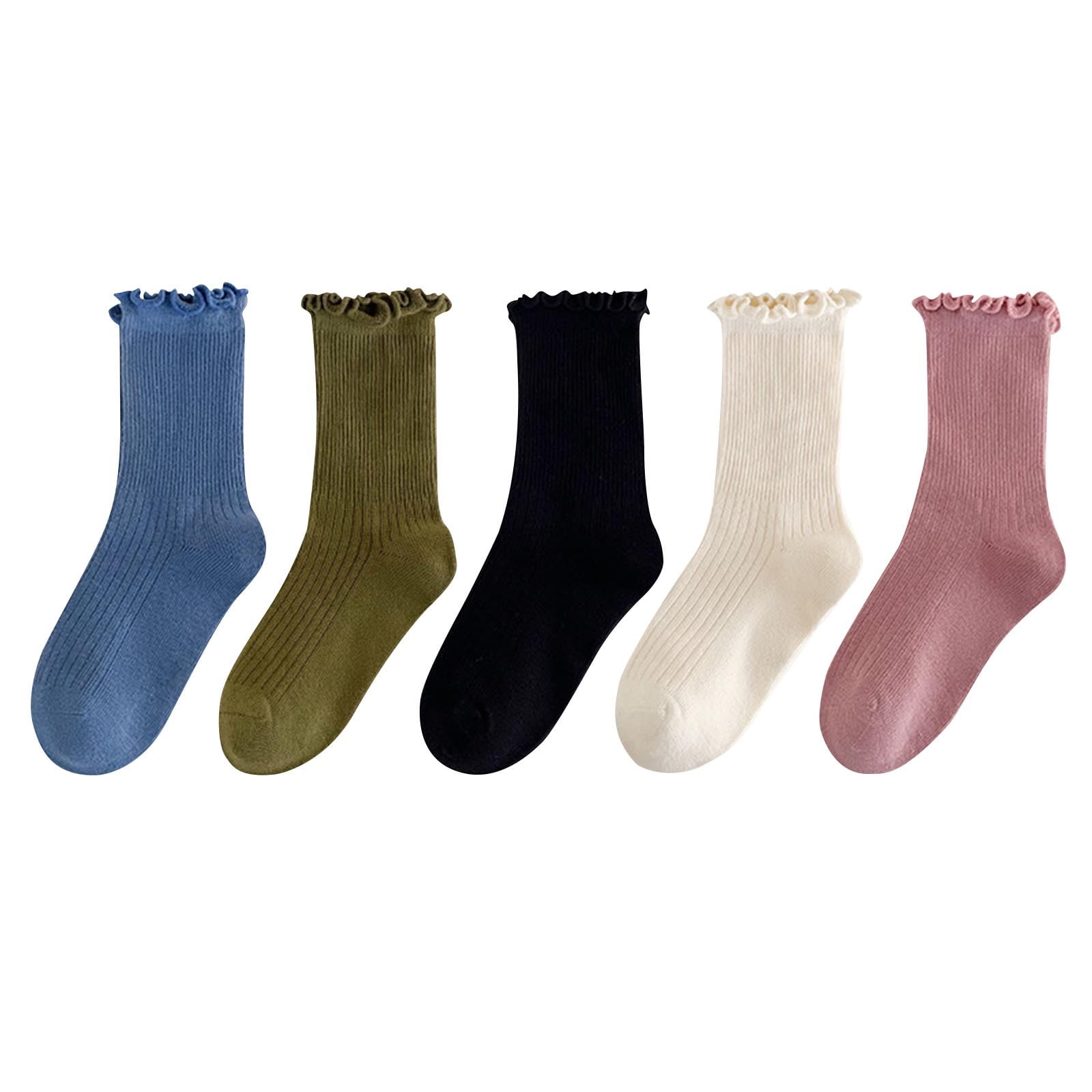 fatyb Girls Ruffle Socks Cotton School Uniform Crew Socks Kids Girls ...