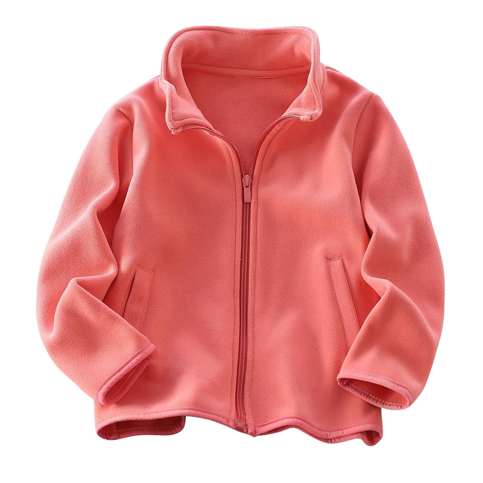 fatyb Kids Fleece Jacket Stand Collar Warm Coat with Pockets Boys Girls ...