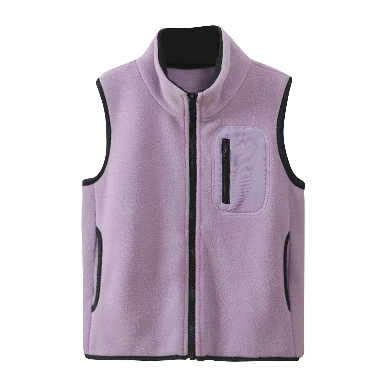 fatyb Kids Fleece Vest Girls Boys Stand Collar Sleeveless Jacket Fall ...