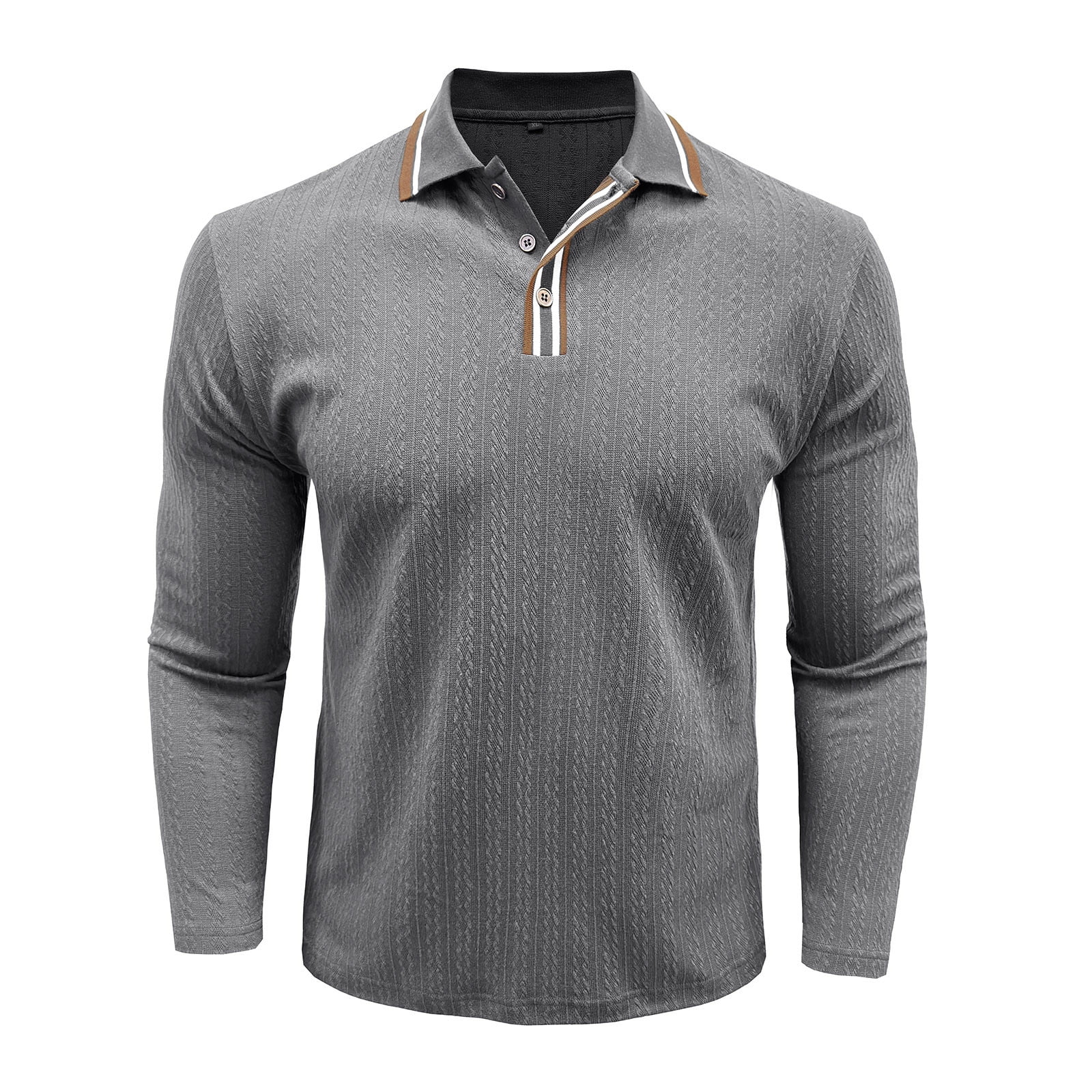 fatyb Men's Long Sleeve Golf Shirts Textured Casual Collared Shirts ...