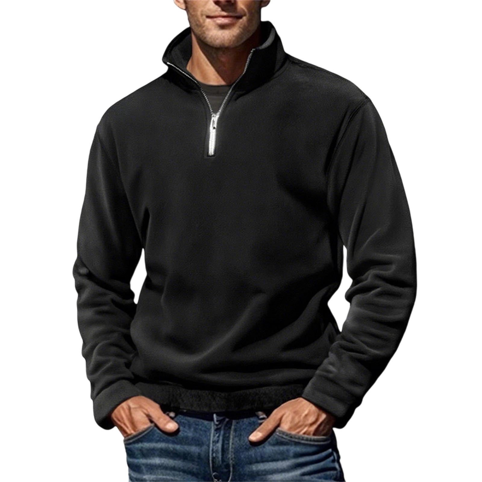fatyb Men's Quarter Zip Fleece Pullover Warm Sweatshirts Casual Long ...