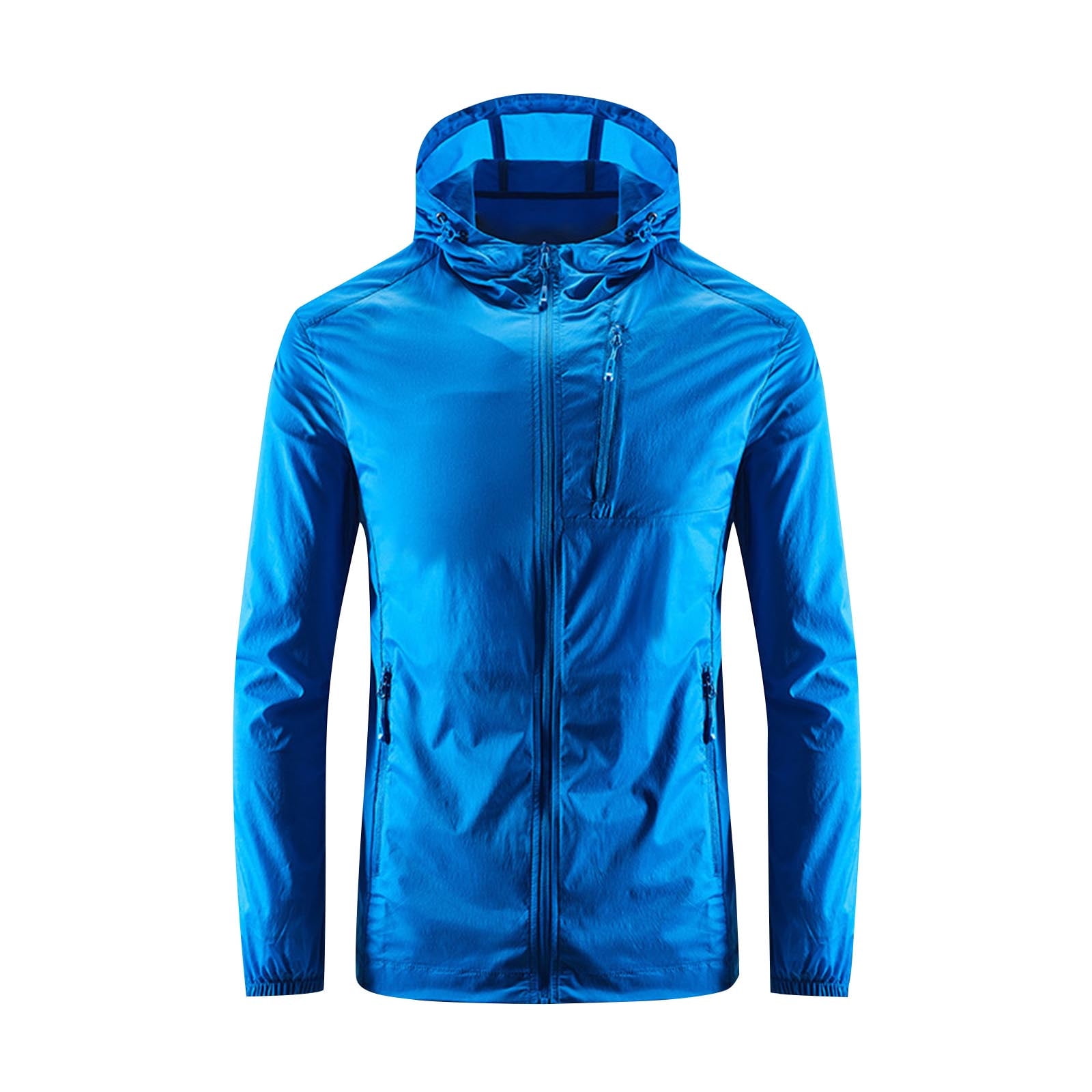fatyb Men's Sun Protection Jacket with Zipper Pockets Thin Long Sleeve ...