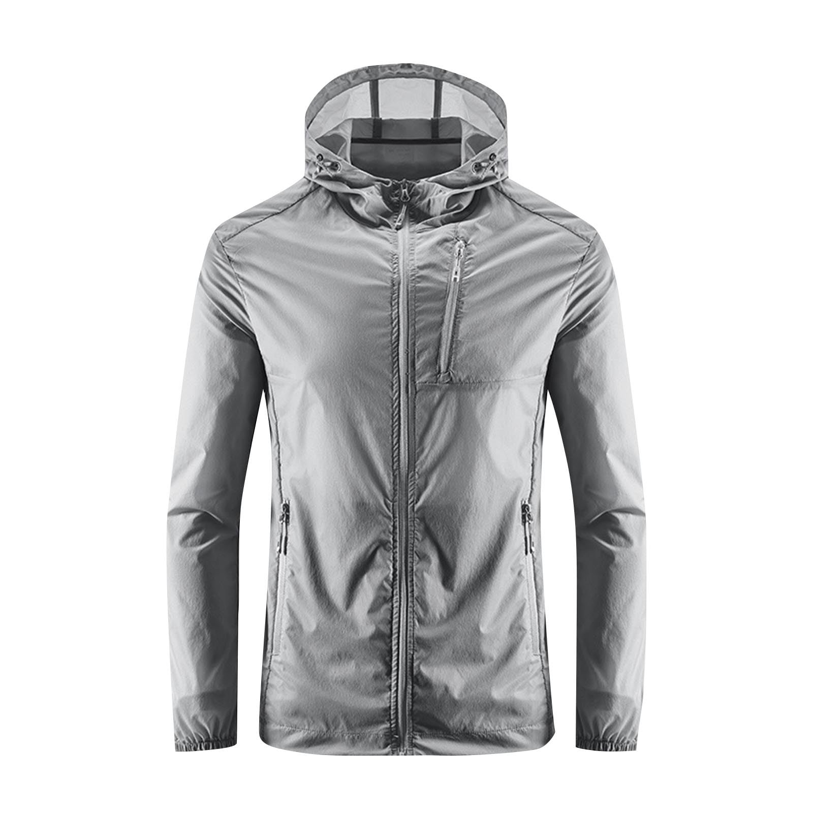 fatyb Men's Sun Protection Jacket with Zipper Pockets Thin Long Sleeve ...