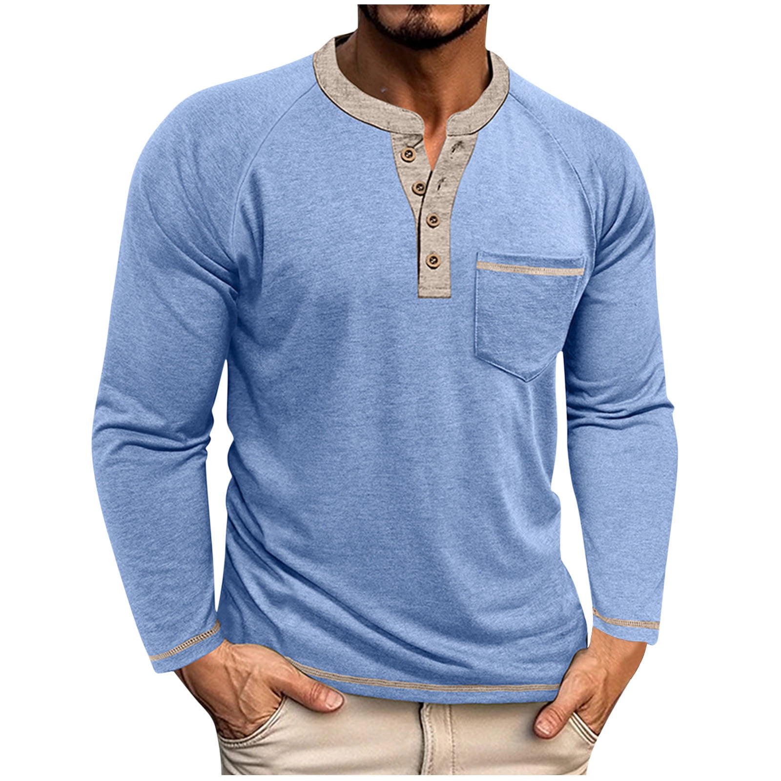 fatyb Mens Button up Shirts Long Sleeve Casual T Shirts for Men ...