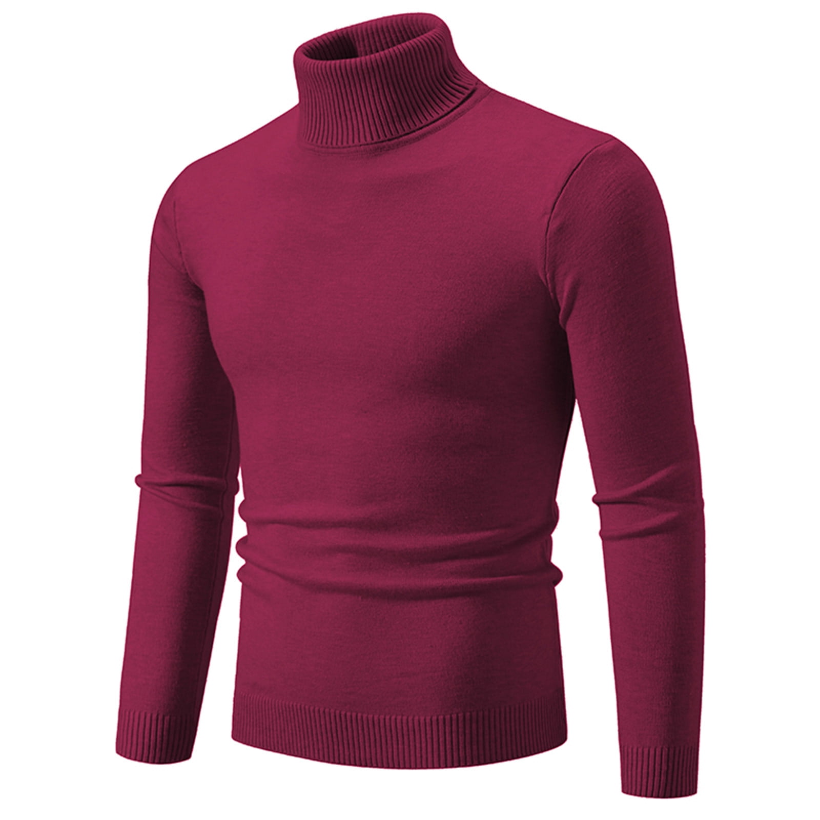 fatyb Mens Turtleneck Sweater Slim Long Sleeve Pullover Sweaters Casual ...