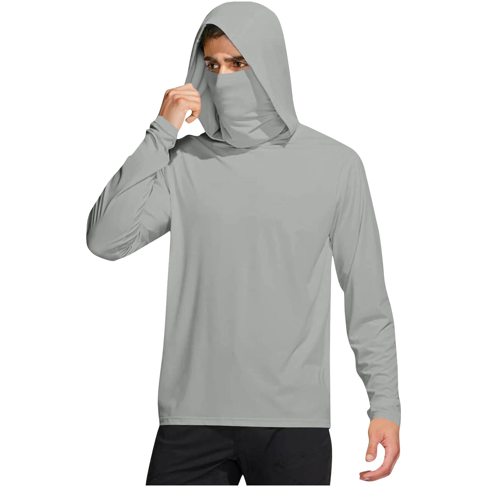 fatyb Mens UPF 50+ Hoodies with Mask Long Sleeve Sun Protection Shirts ...