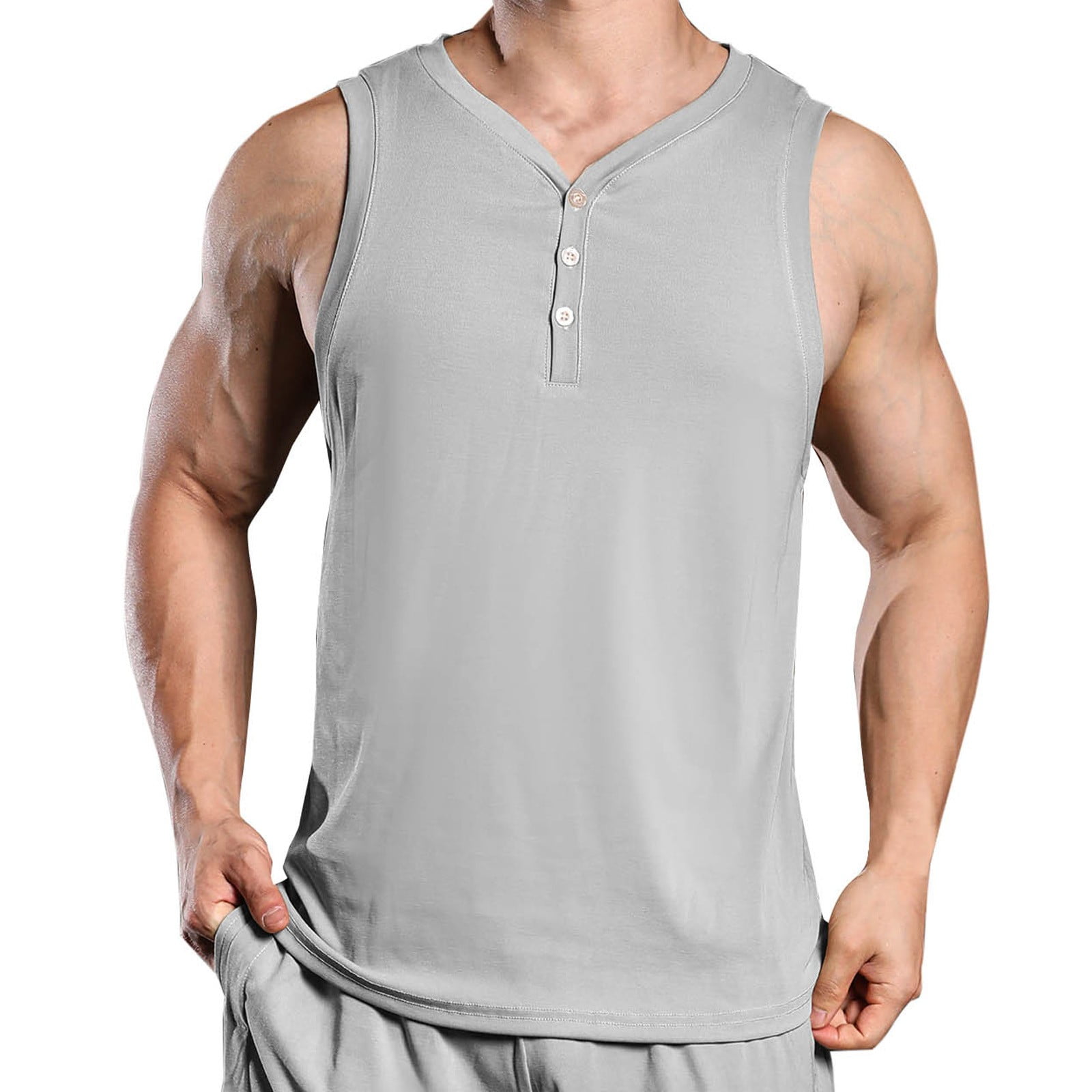 fatyb Tank Tops for Men Sleeveless Breathable Workout Muscle Tee Casual ...