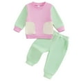 fatyb Toddler Baby Sweatsuits Color Block Crewneck Pullover Sweatshirts ...