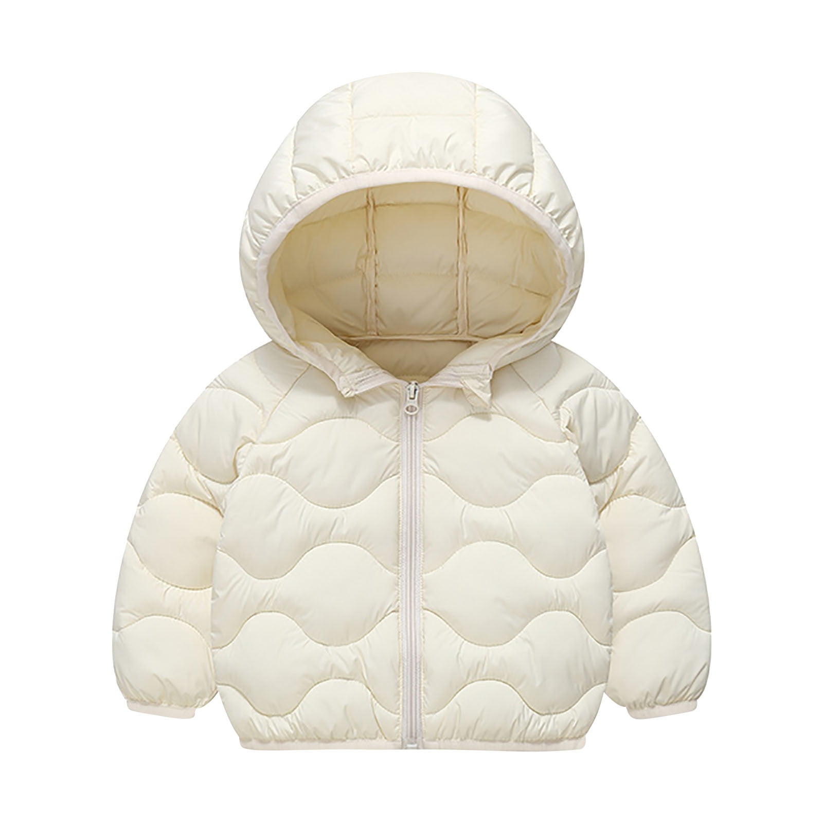 fatyb Toddler Puffer Jacket Hooded Fall Winter Jacket Full Zip Kids ...