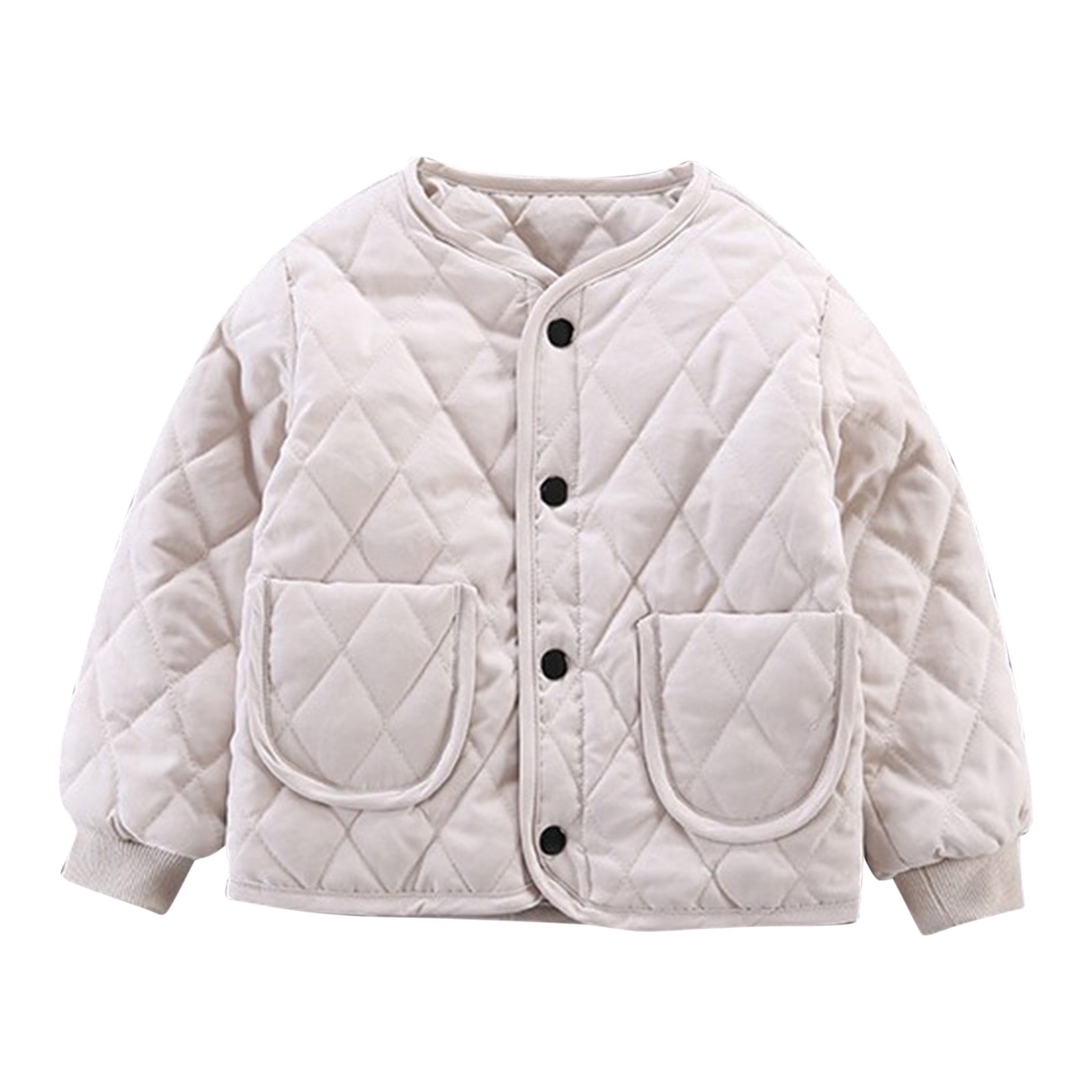 fatyb Unisex Kids Quilted Jacket Button down Puffer Outwear Fall Winter ...