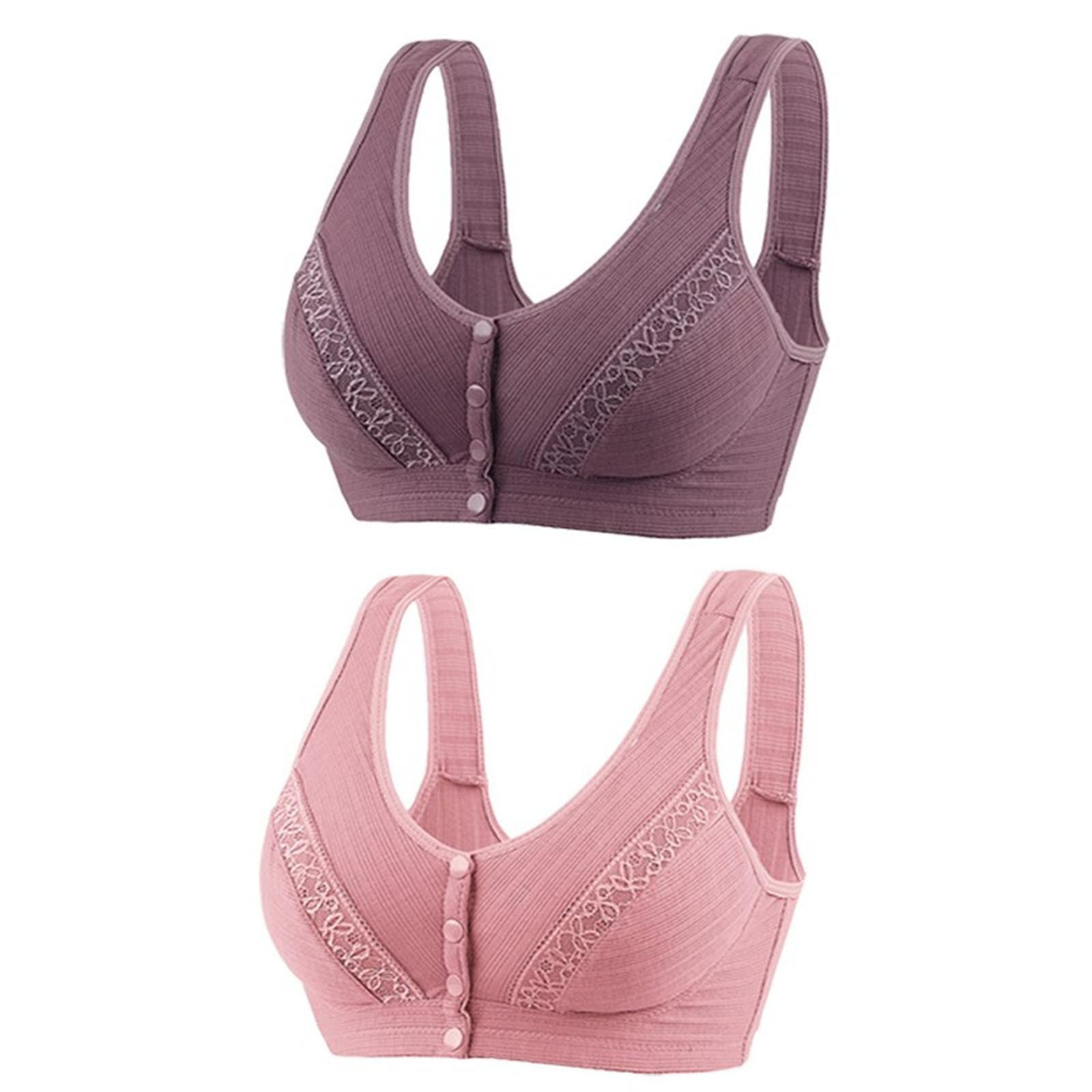 fatyb Wireless Front Closure Bras for Women 2 Pack Full Coverage ...