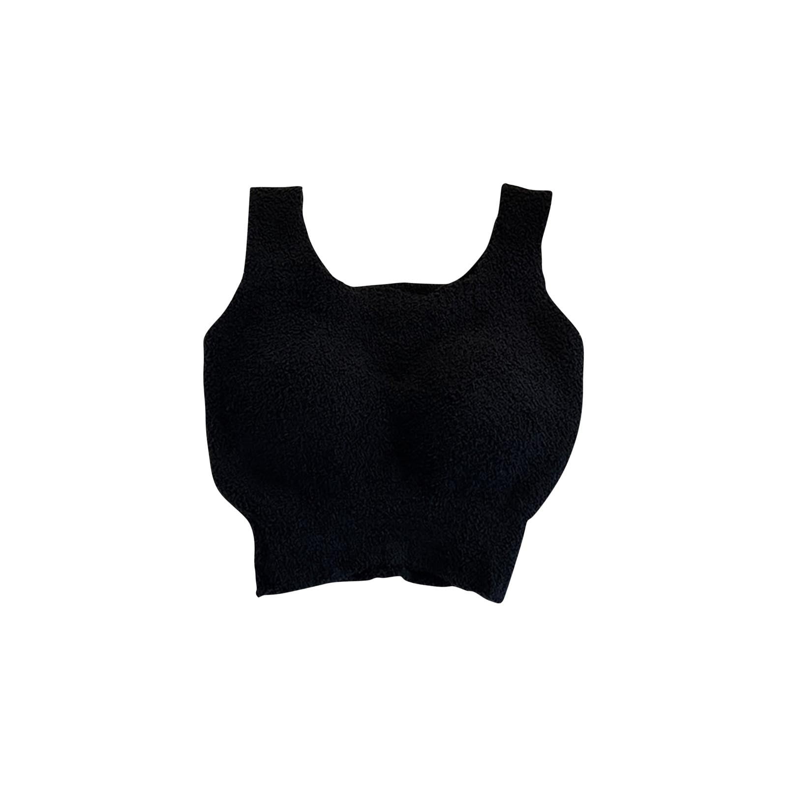 fatyb Women's Fuzzy Fleece Bras Plush Built-In Bra Camisole Wireless ...