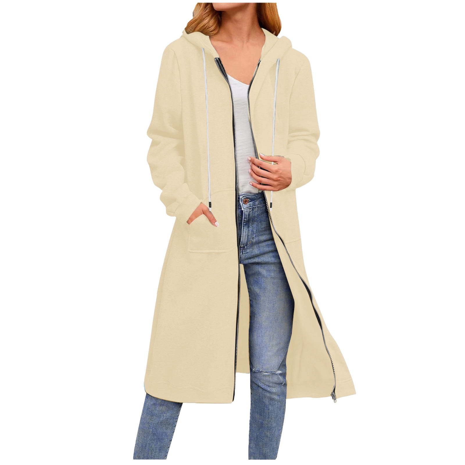 fatyb Women's Zip up Hoodies Long Sweatshirts with Pockets Hooded Fall ...