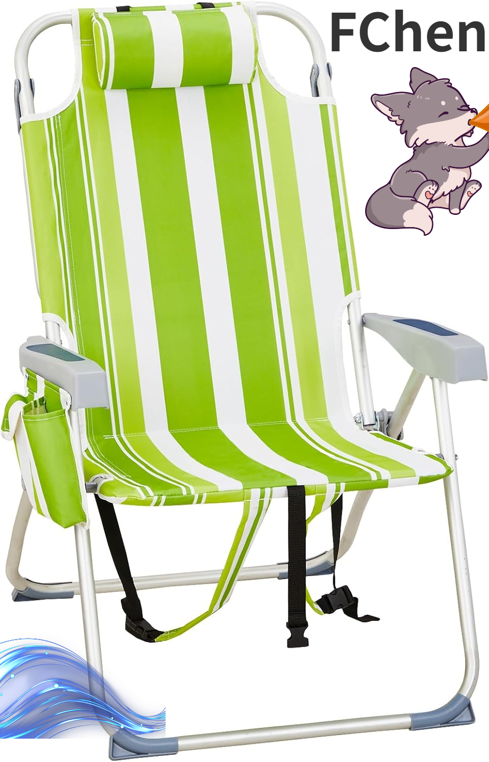 fchen Backpack Beach Chair, 5 Level Adjustable Positions Beach Chair ...