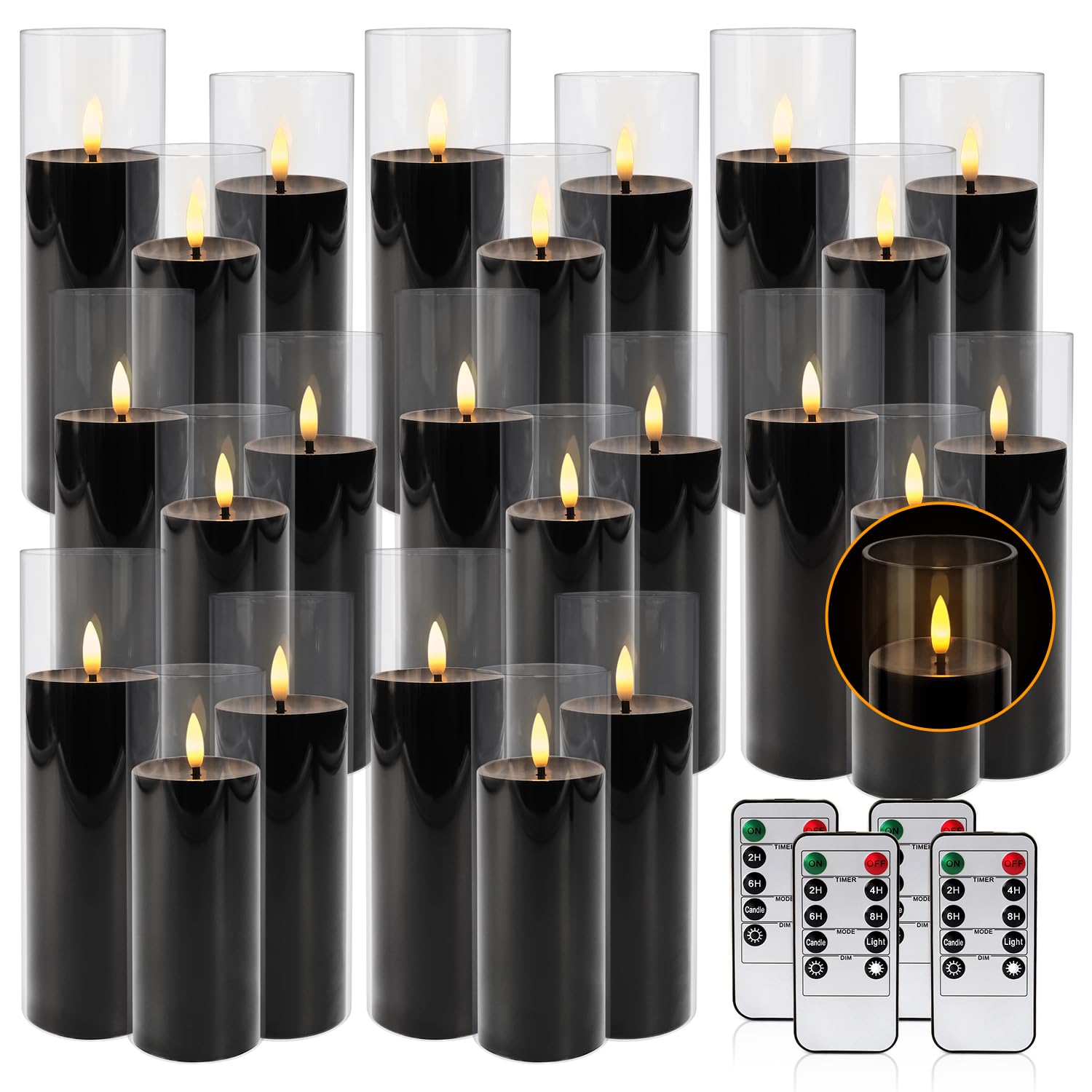 fclayvts 24Pack Black Flickering Flameless LED Candles with Timer ...