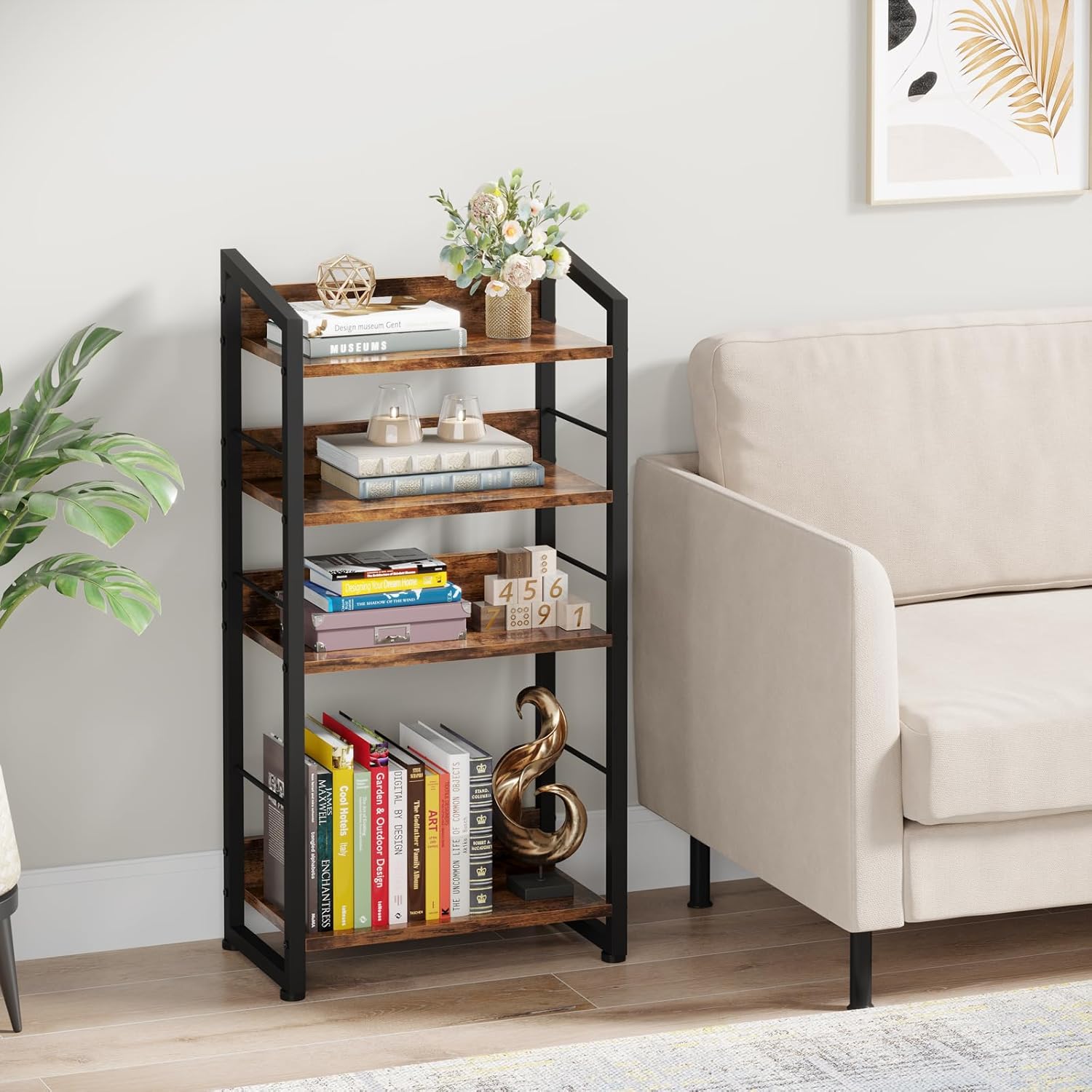 fcvyibo Book Shelf Small Bookshelf 3-Tier Wood Bookcase Bookshelf with ...