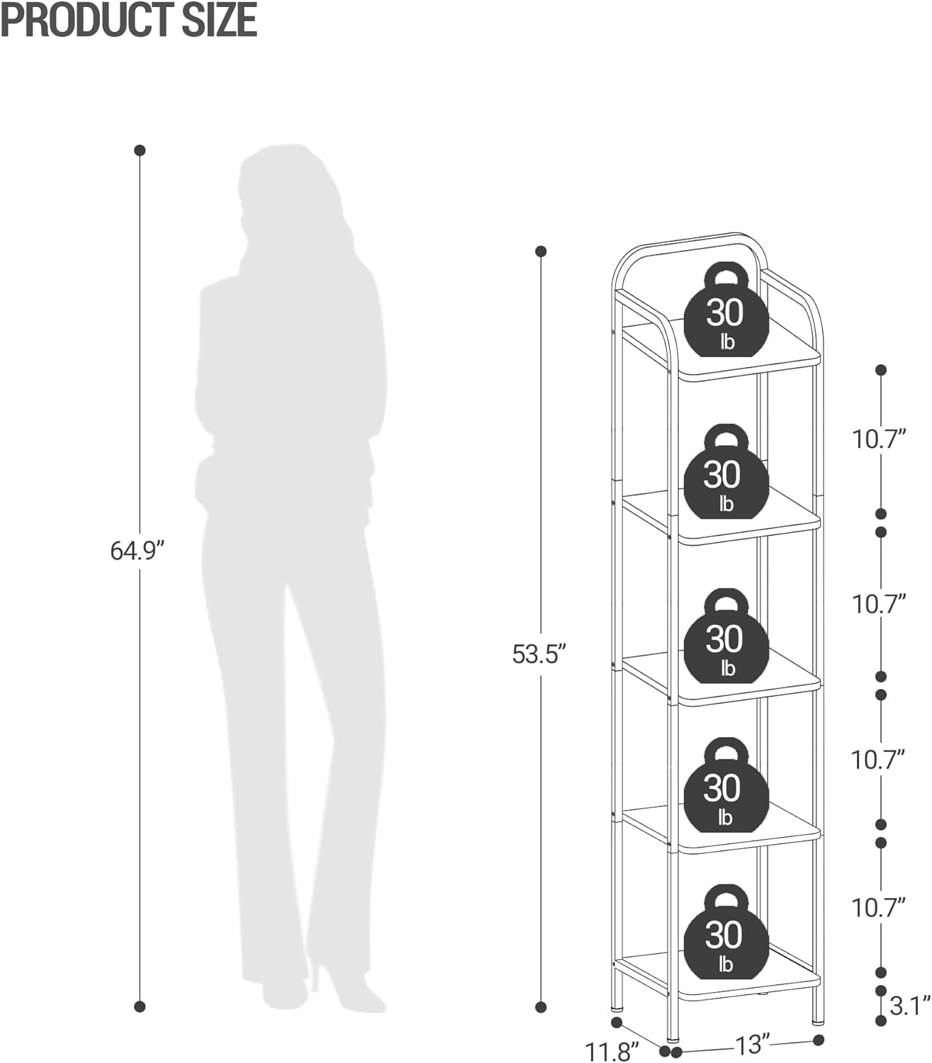 fcvyibo Bookcase Bookshelf Narrow Book Shelf Corner Shelf Storage ...