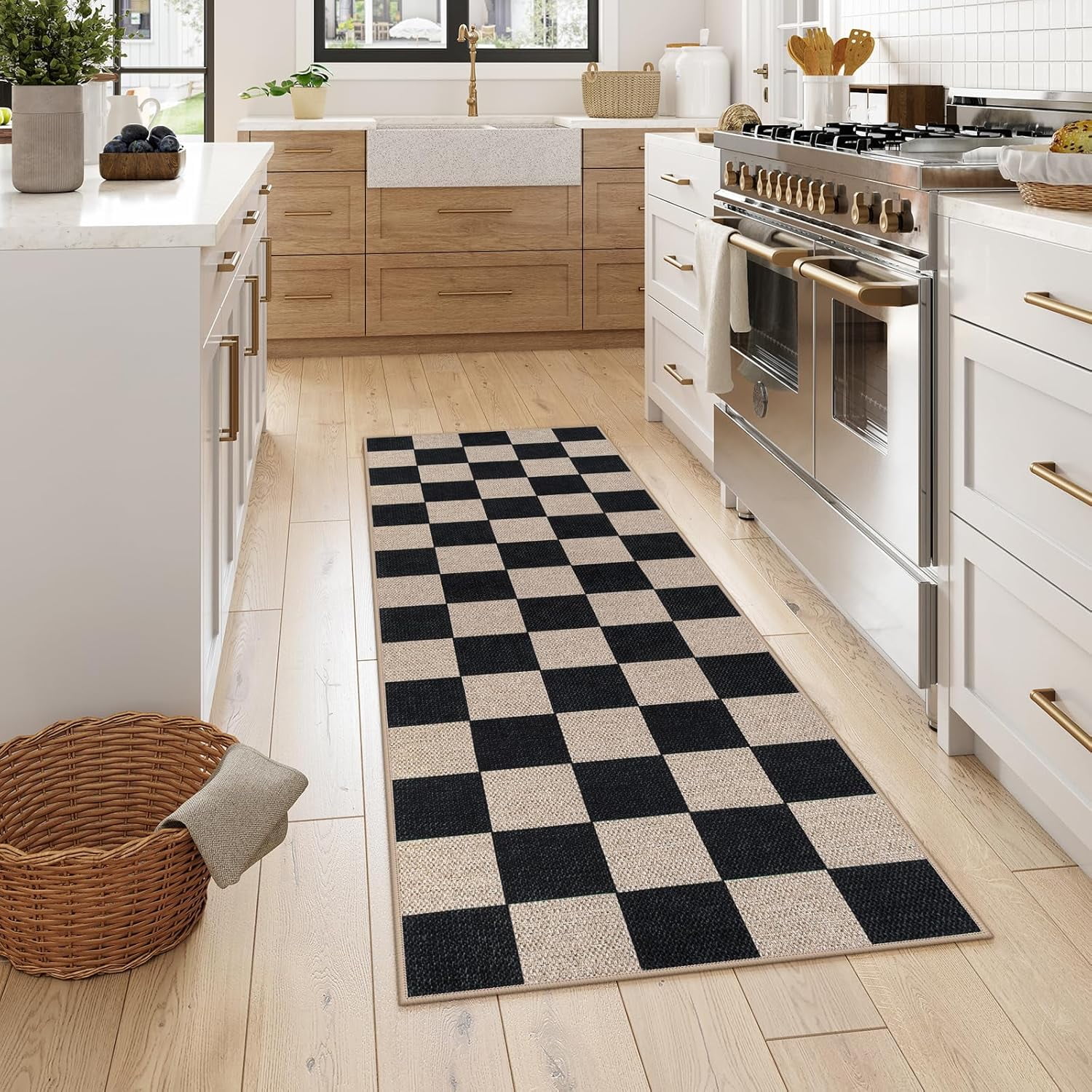 fcvyibo Checkered Easy Jute Carpet 3x5 Outdoor Rug Washable for ...