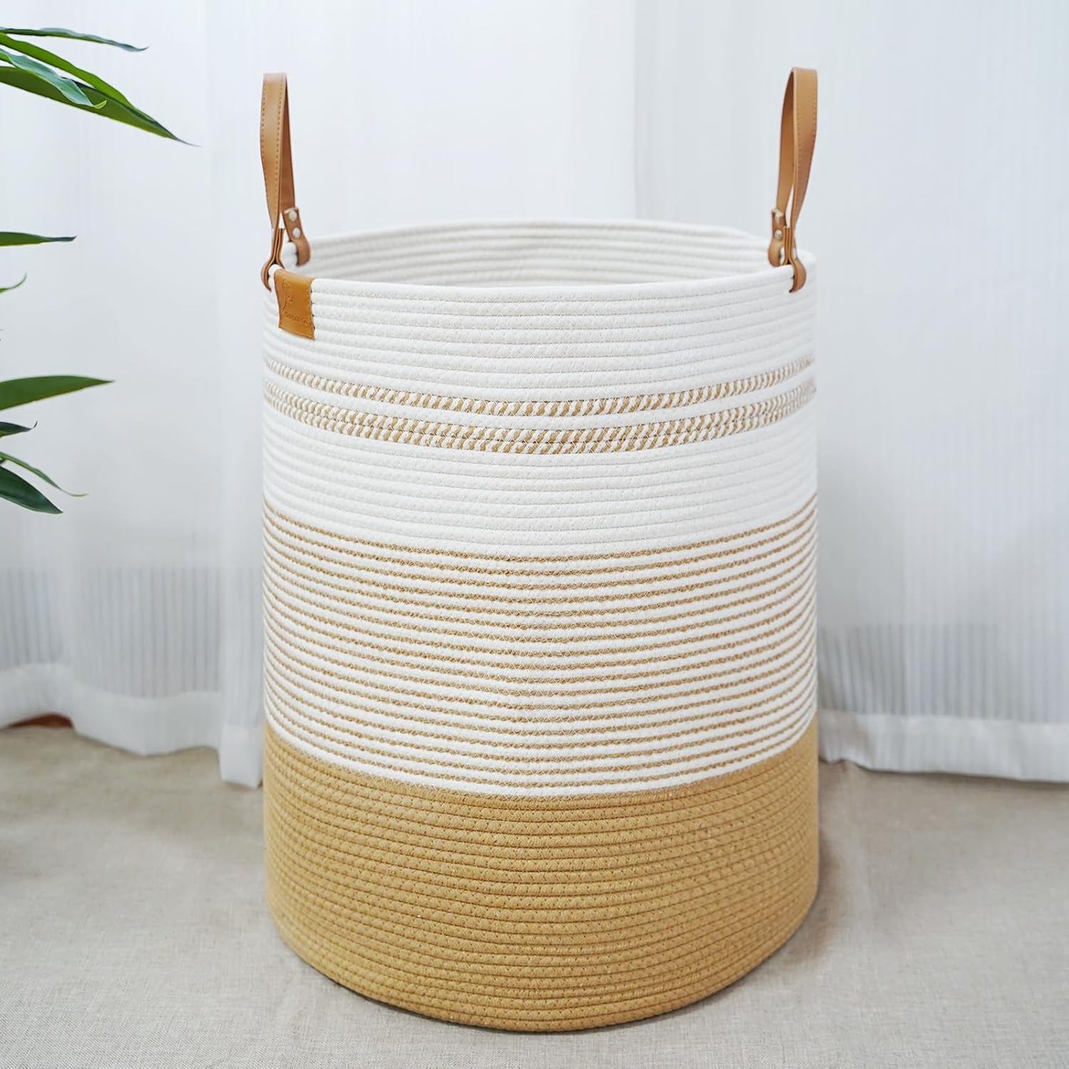fdbtgysdb 100L Nursery Hamper Tall Woven Laundry Basket with Long ...