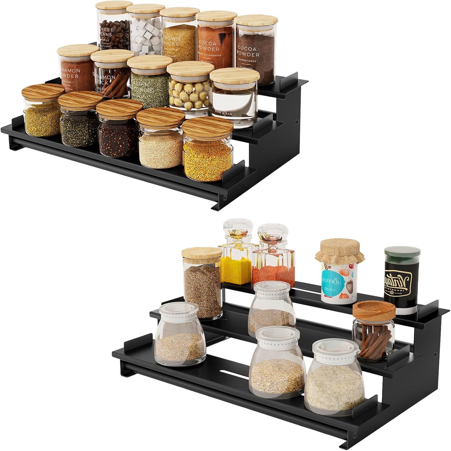 fdbtgysdb 2 Pack Spice Rack Organizer for Cabinet 3 Tier Seasoning ...