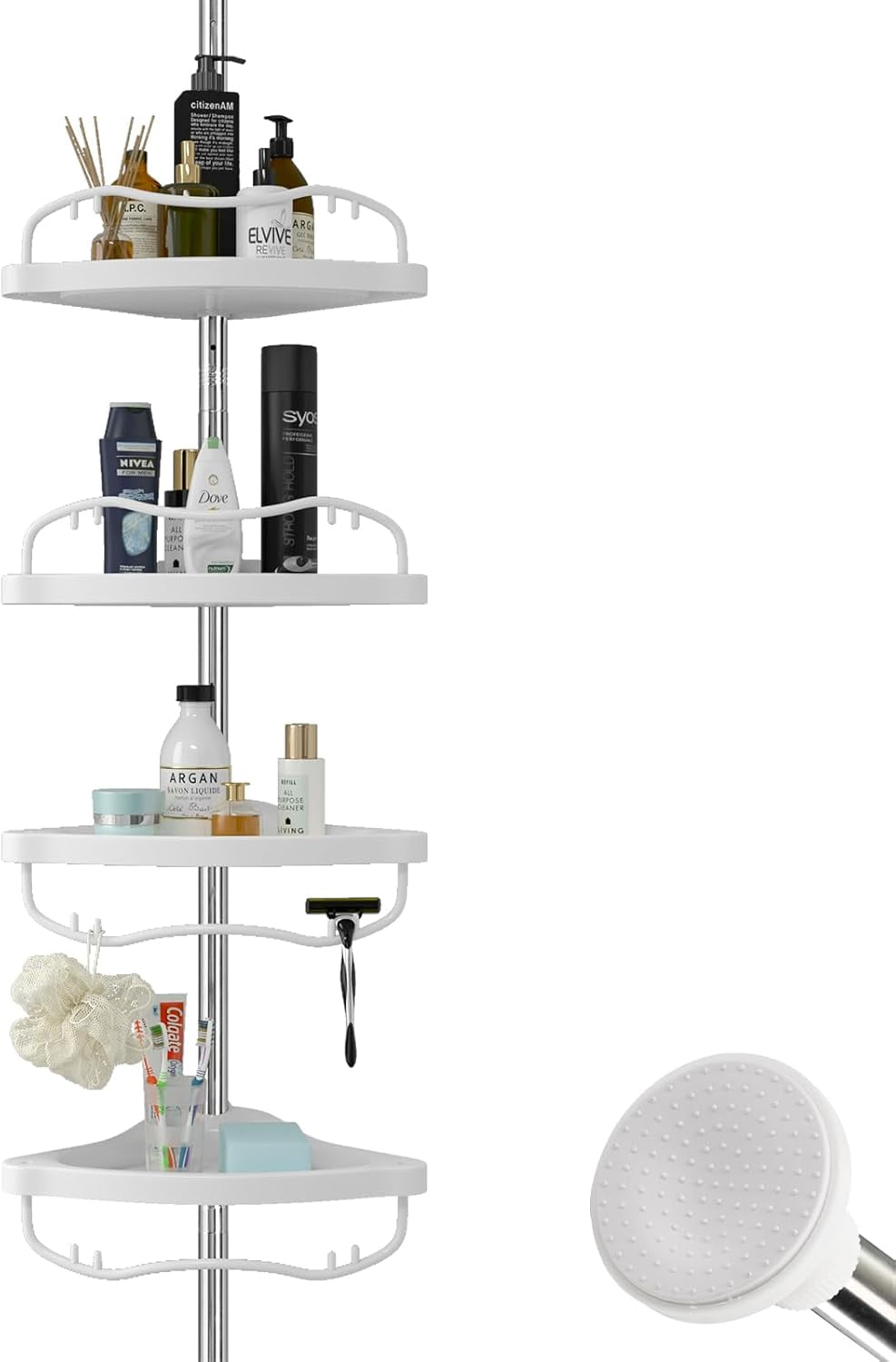 fdbtgysdb Corner Shower Caddy 56-125 Inch Shower Organizer 4 Layer ...