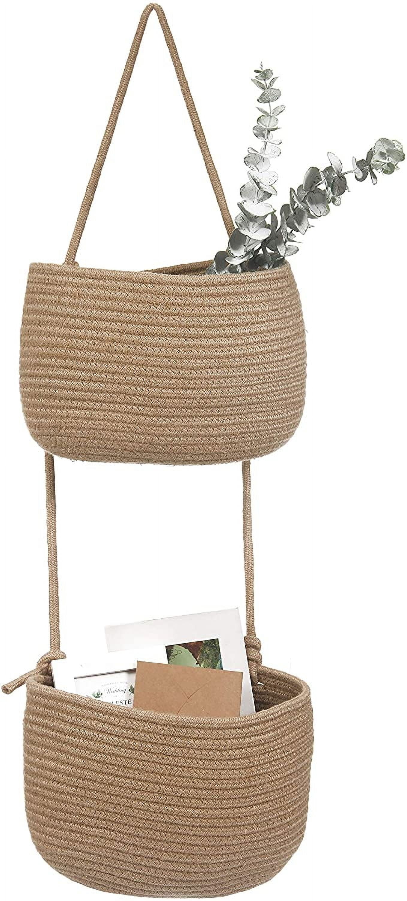 fdbtgysdb Over The Door Hanging Basket 2 Tier Cotton Rope Woven Wall ...