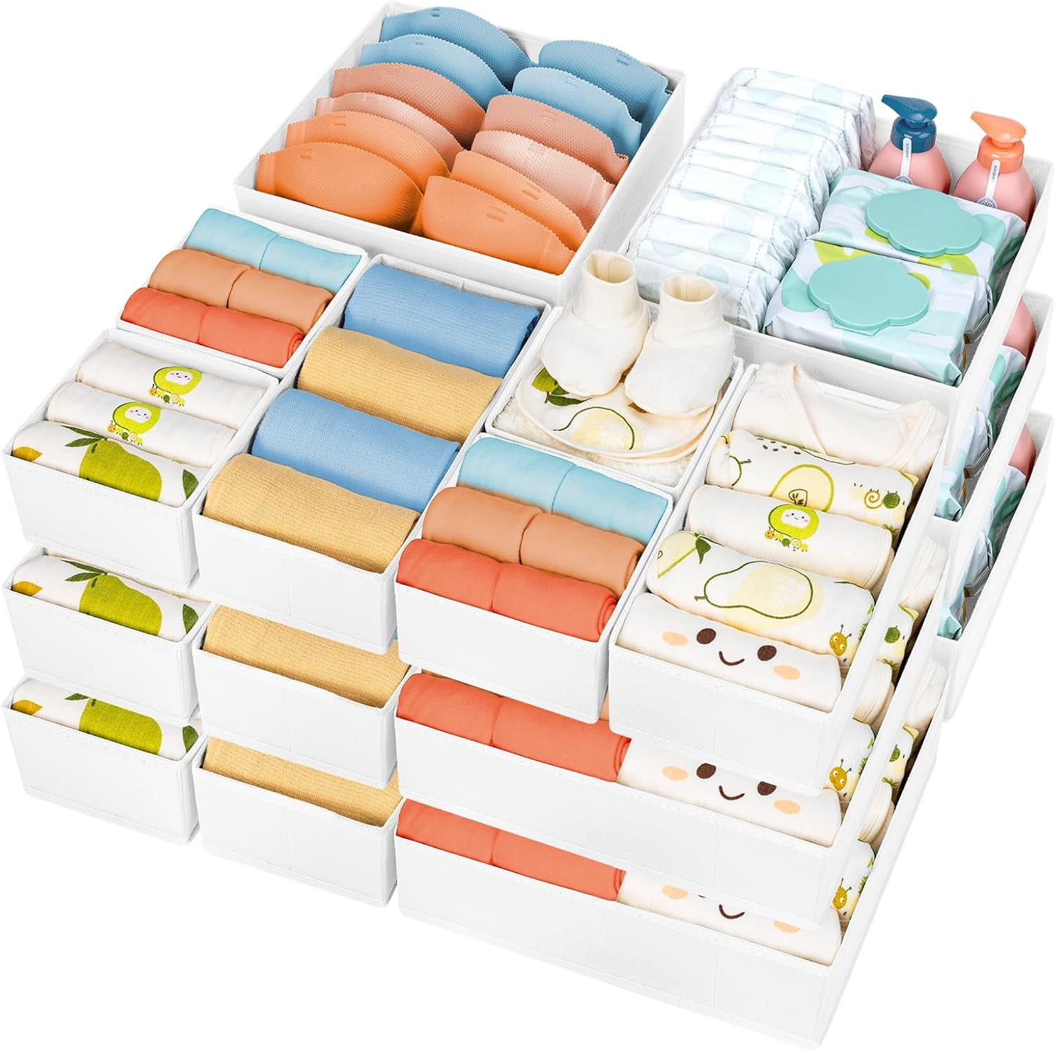 fdbtgysdb Drawer Organizer Clothes 15 Pack - Foldable Baby Organizers ...