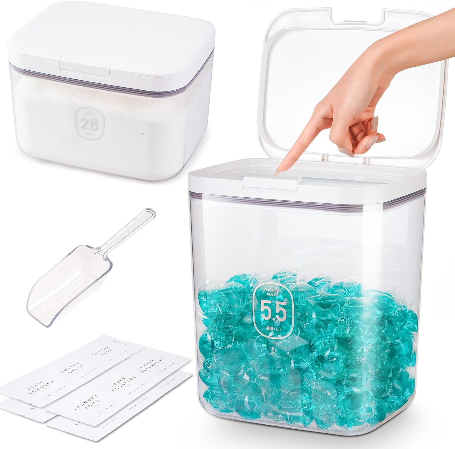 fdbtgysdb Large Capacity Laundry Powder Container With Pop-Up Lid 5.5L ...