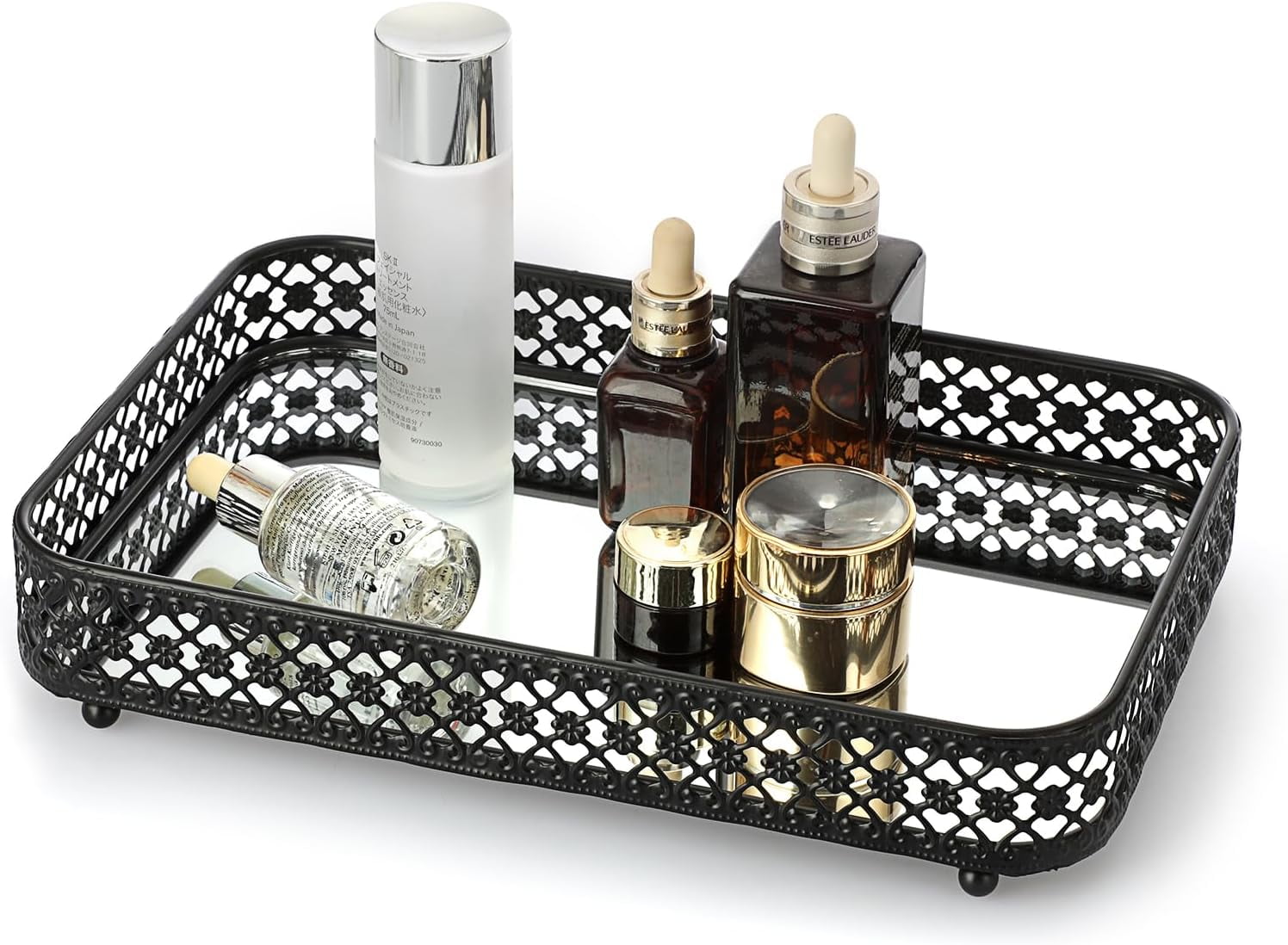 fdbtgysdb Perfume Tray Mirror Tray Makeup Vanity Tray Hollow-Carved ...