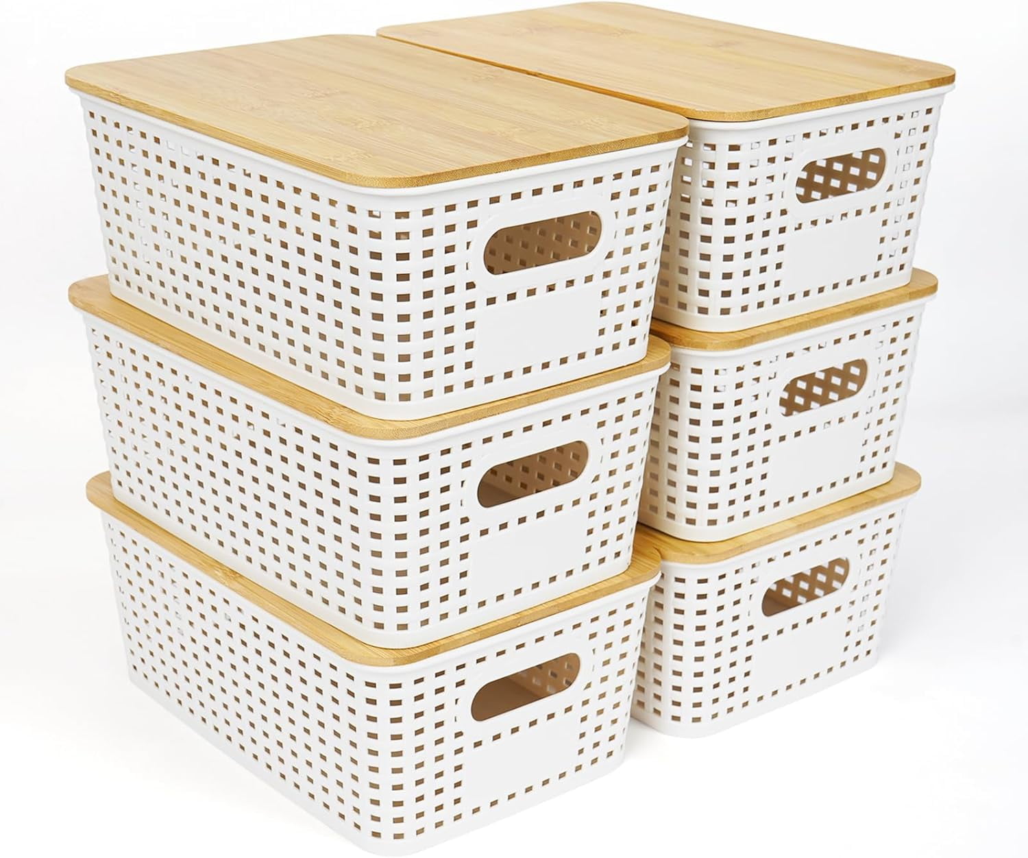 fdbtgysdb Plastic Storage Baskets with Lids 6 PCS Cute Storage Bins ...