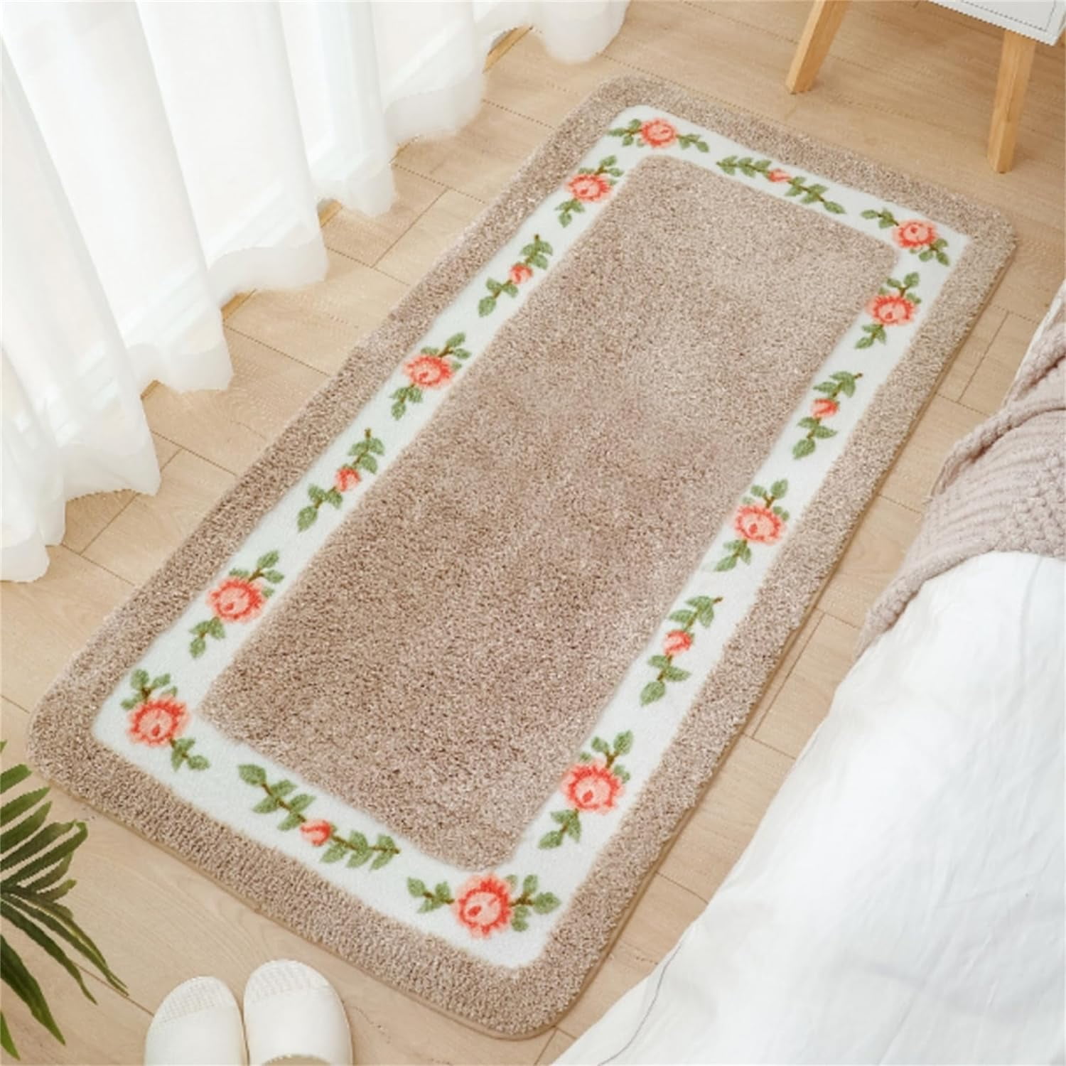 fdbtgysdb Pretty Rose Floral Rug Rural Style Runner Rug Romantic Rose ...