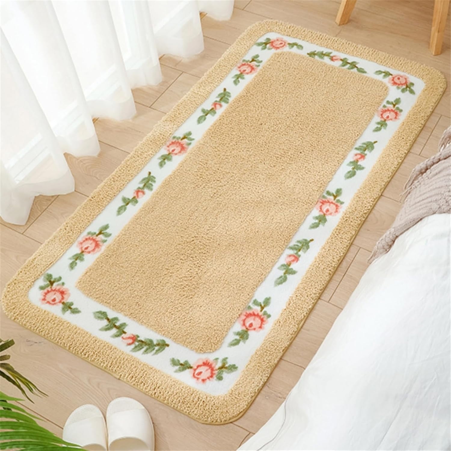 fdbtgysdb Pretty Rose Floral Rug Rural Style Runner Rug Romantic Rose ...