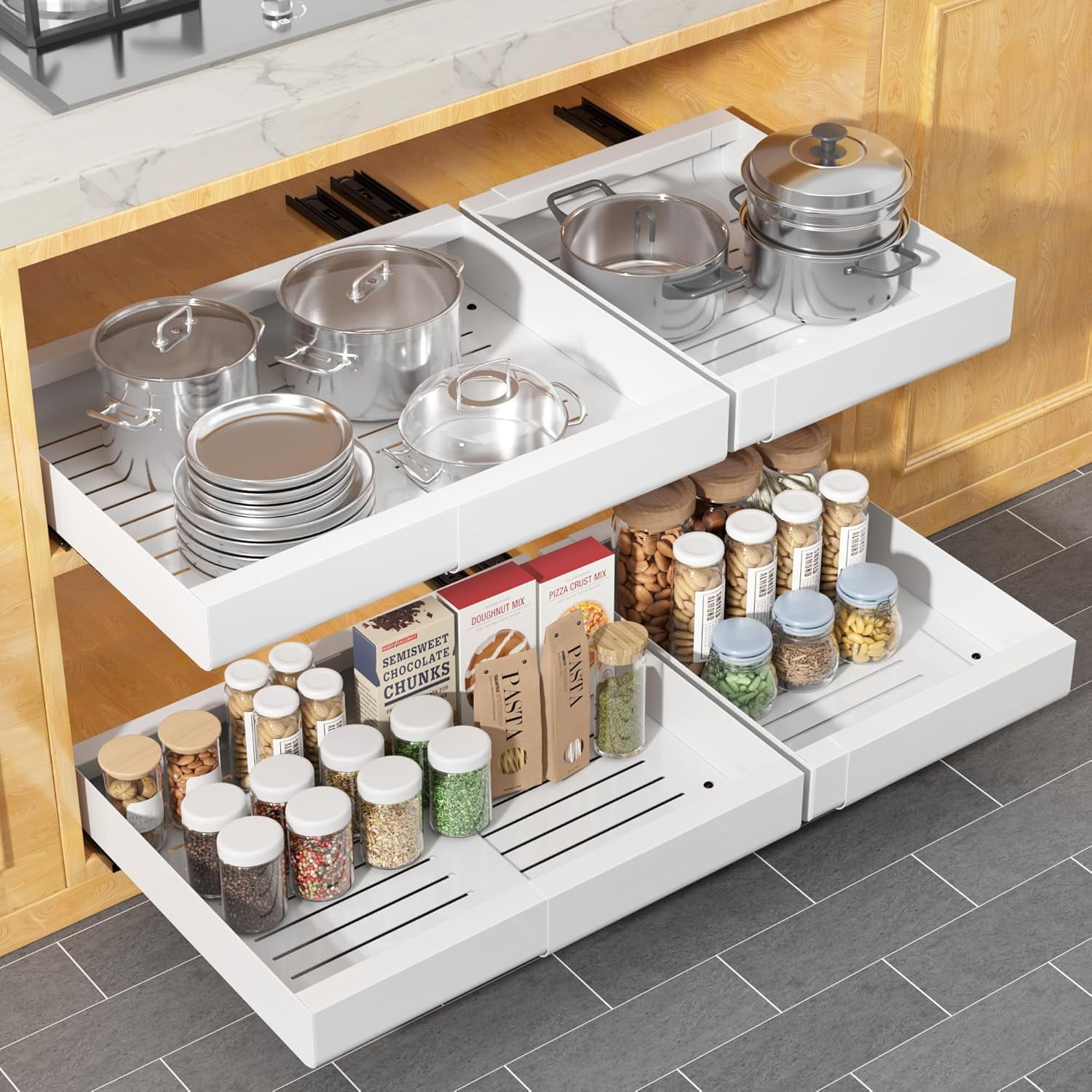 fdbtgysdb Pull Out Cabinet Organizer Width Expandable (11.7"-19.7 ...