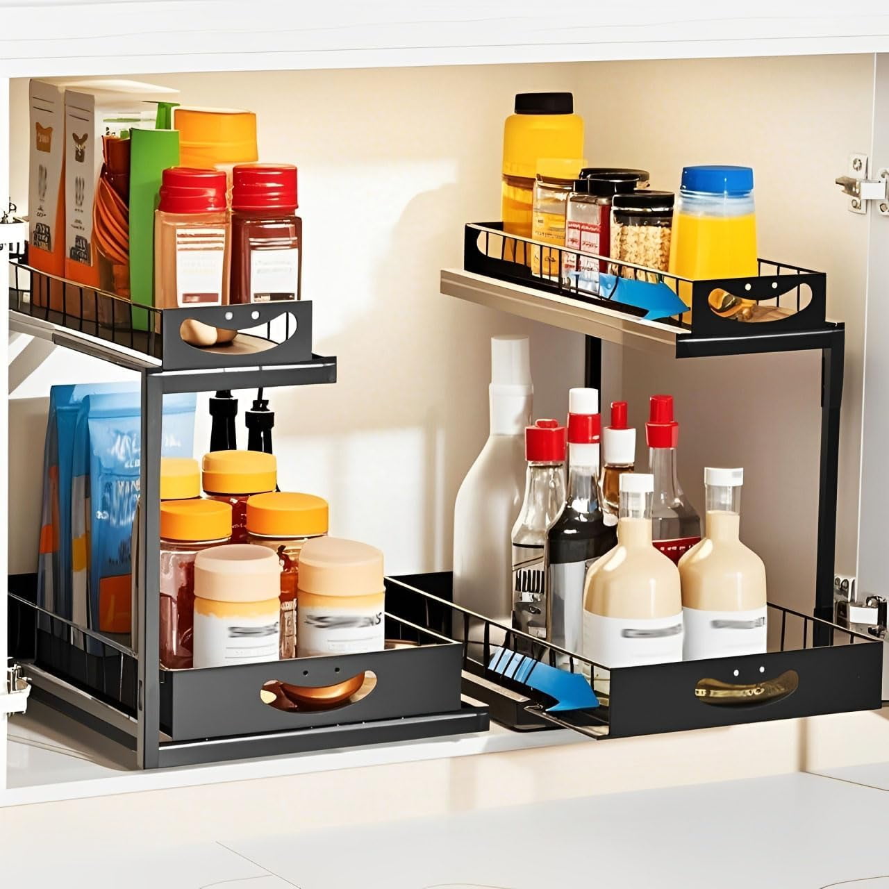 fdbtgysdb Under Sink Organizer 2 Pack Pull Out Kitchen Cabinet ...