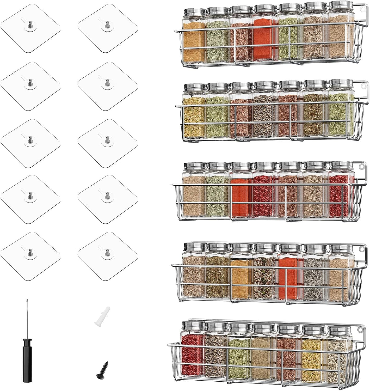 fdbtgysdb Spice Rack Organizer Wall Mount Hanging Spice Pantry Storage ...