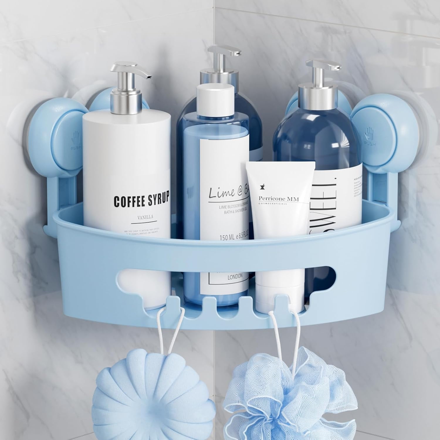 dxynlzq Suction Corner Shower Caddy Bathroom Shelf Storage Basket Wall ...