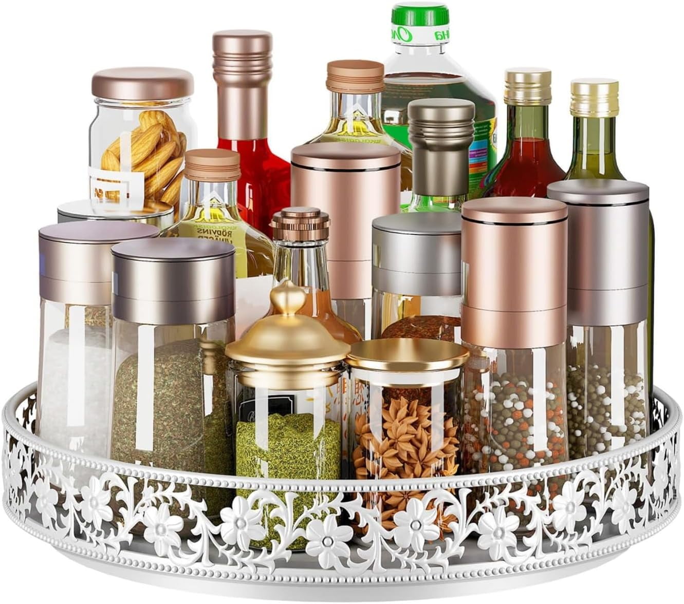 fdbtgysdb Two Tier Lazy Susan Organizer Turntable Height Adjustable 2 ...