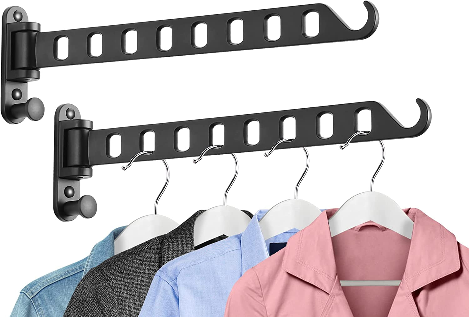 fdbtgysdb White Laundry Clothes Drying Rack with 8 Holes Wall Mount ...