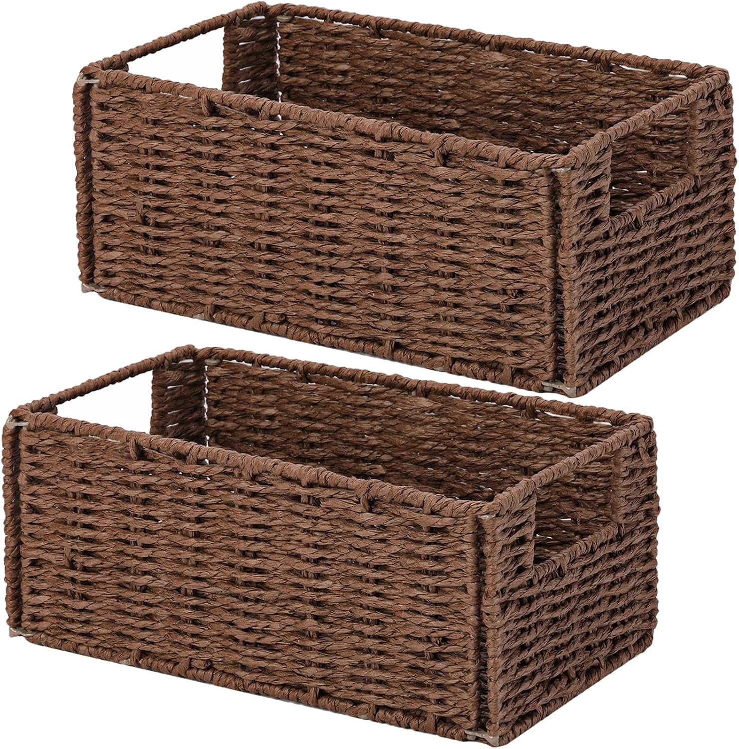 fdbtgysdb Wicker Storage Basket Hand-Woven Paper Rope Wicker Basket ...