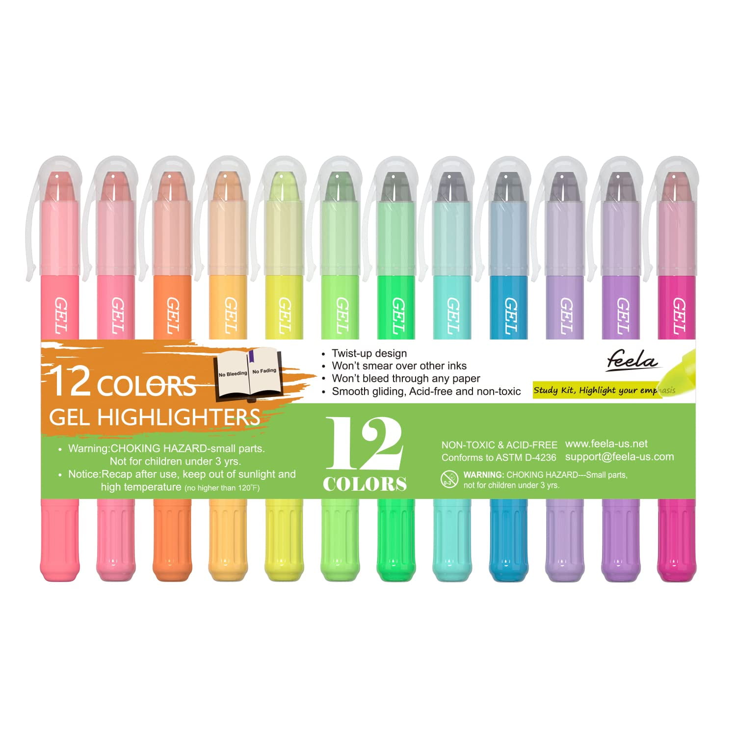 feela 12 Colors Bible Gel Highlighters, Gel Highlighter Markers Study ...