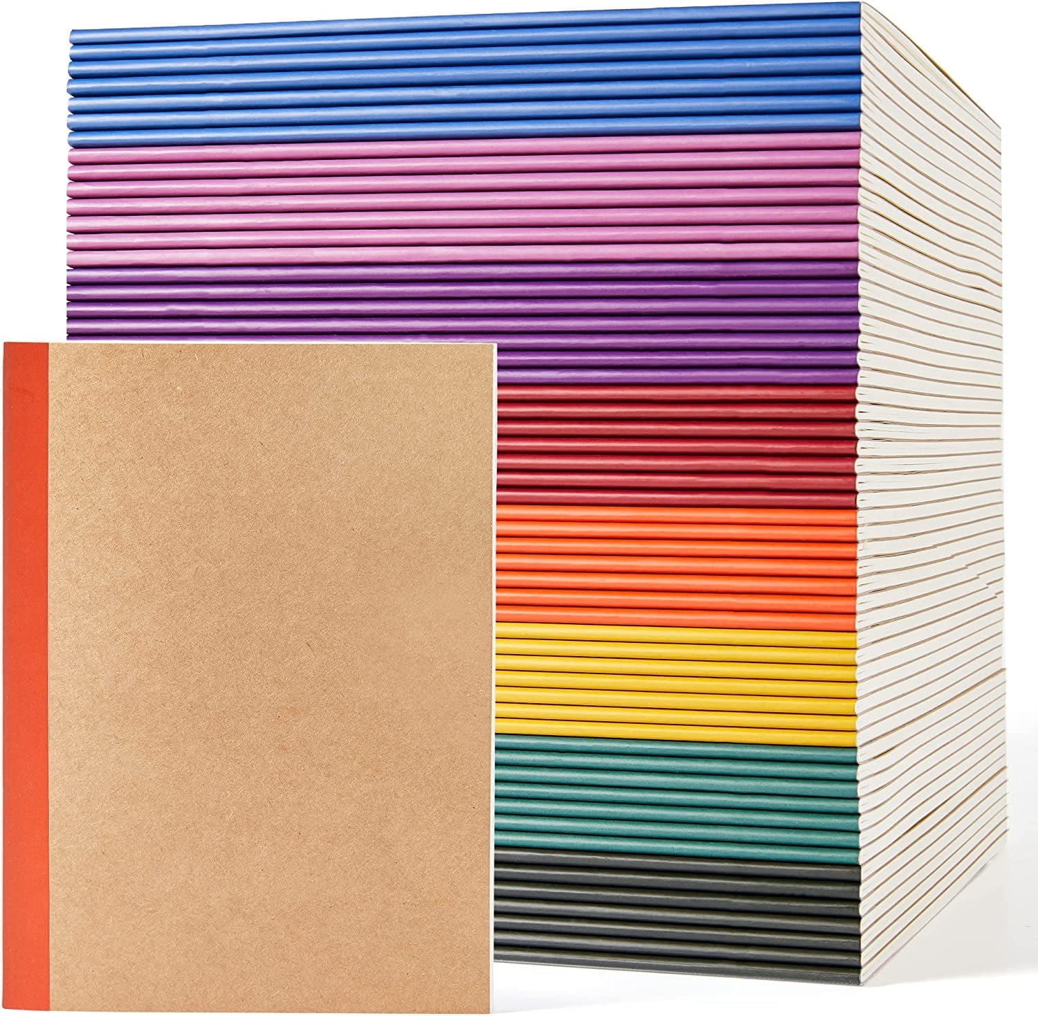 feela 56 Pack Composition Notebooks Bulk, Kraft Cover Lined Blank ...