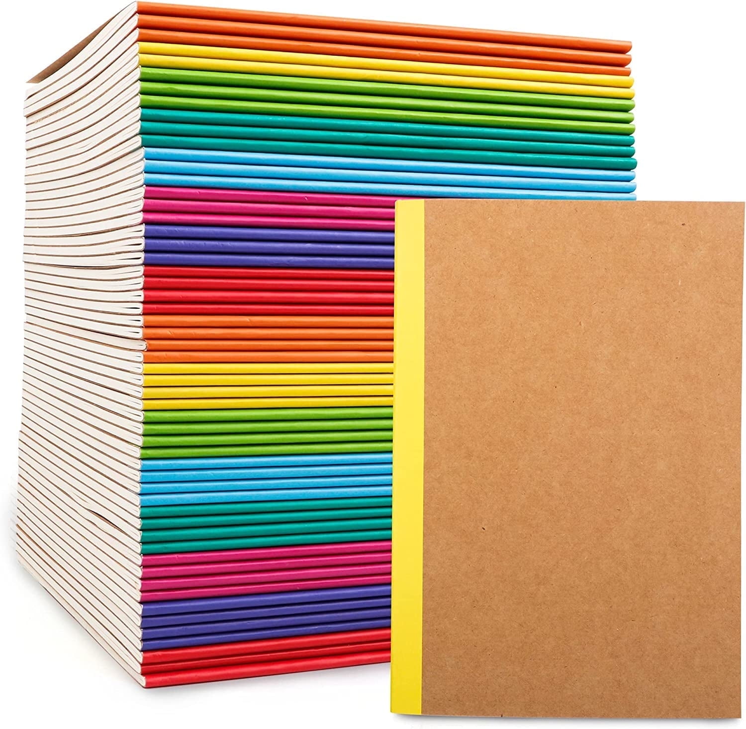 feela 56 Pack Composition Notebooks Bulk, Kraft Cover Lined Blank ...