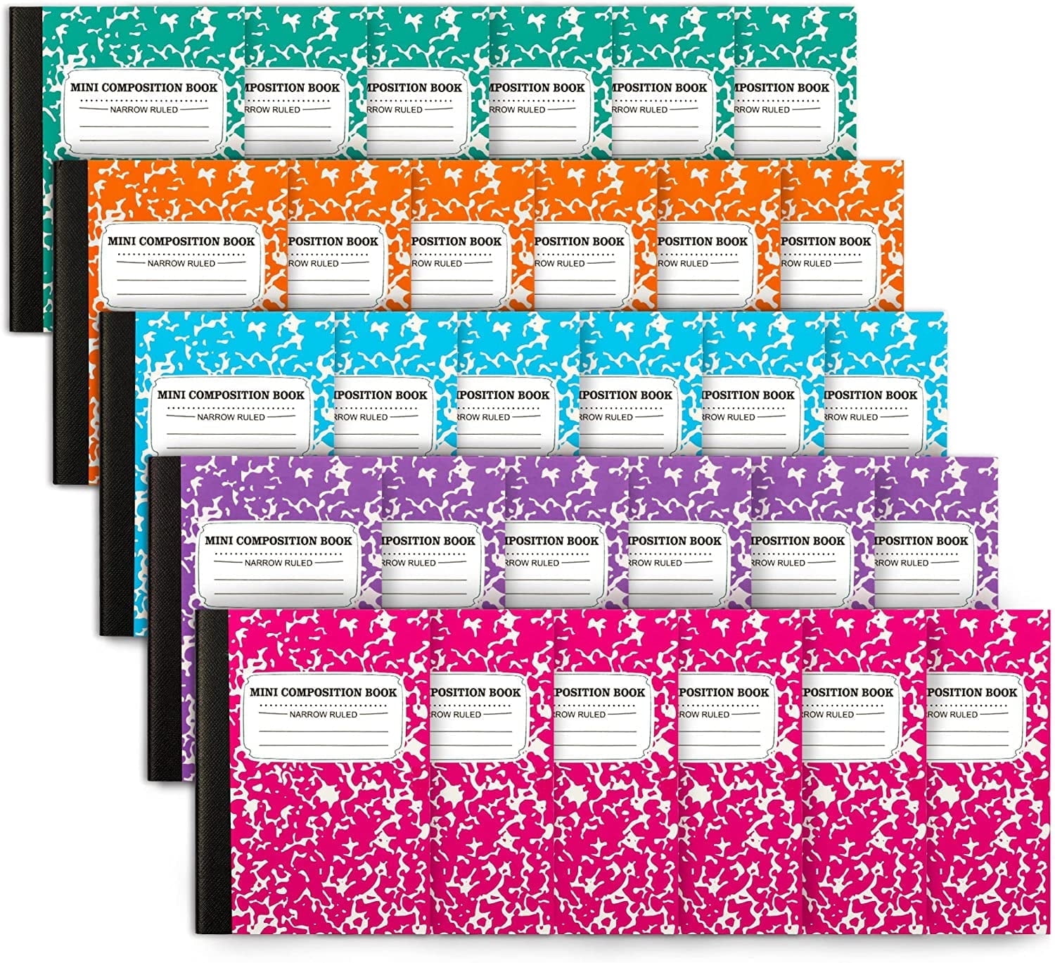 feela Mini Composition Notebook, Cute 30 Pack 5 Pastel Colors Narrow ...