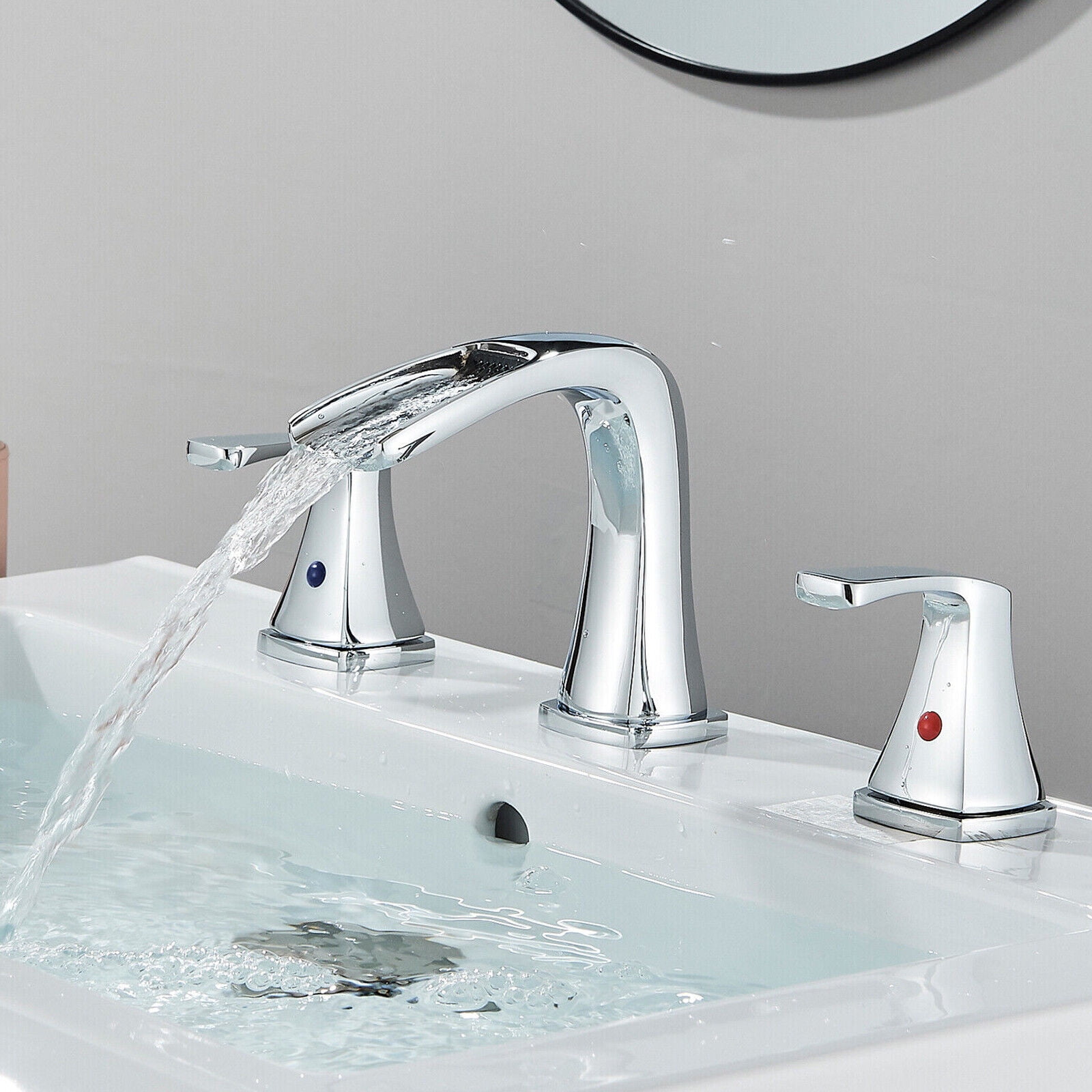 feetron 8" Widespread Bathroom Faucet 2 Handle 3 Hole Waterfall Vanity ...